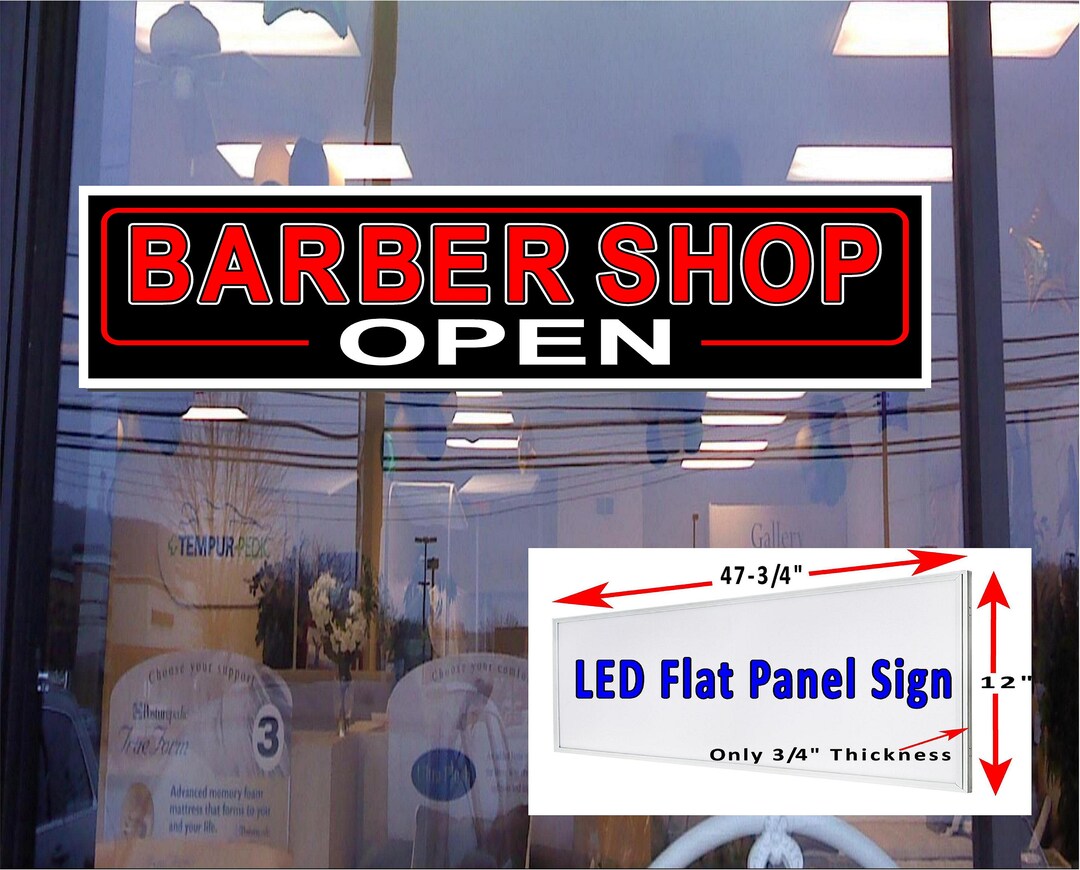Barber Shop Open Led Flat Panel Light Box Window Sign 48x12 - Etsy
