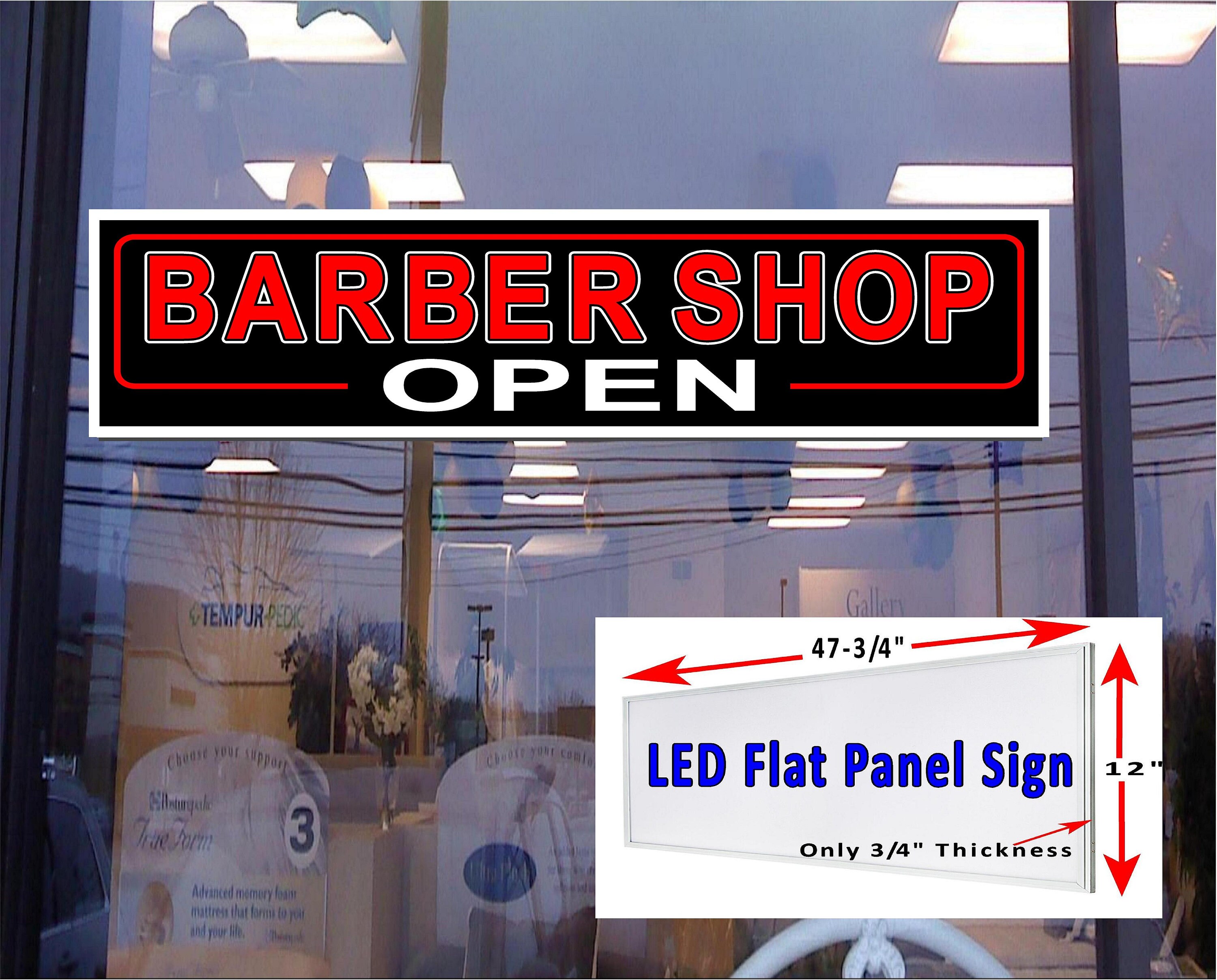 Barber Shop Open Led Flat Panel Light Box Window Sign 48"x12" - Etsy