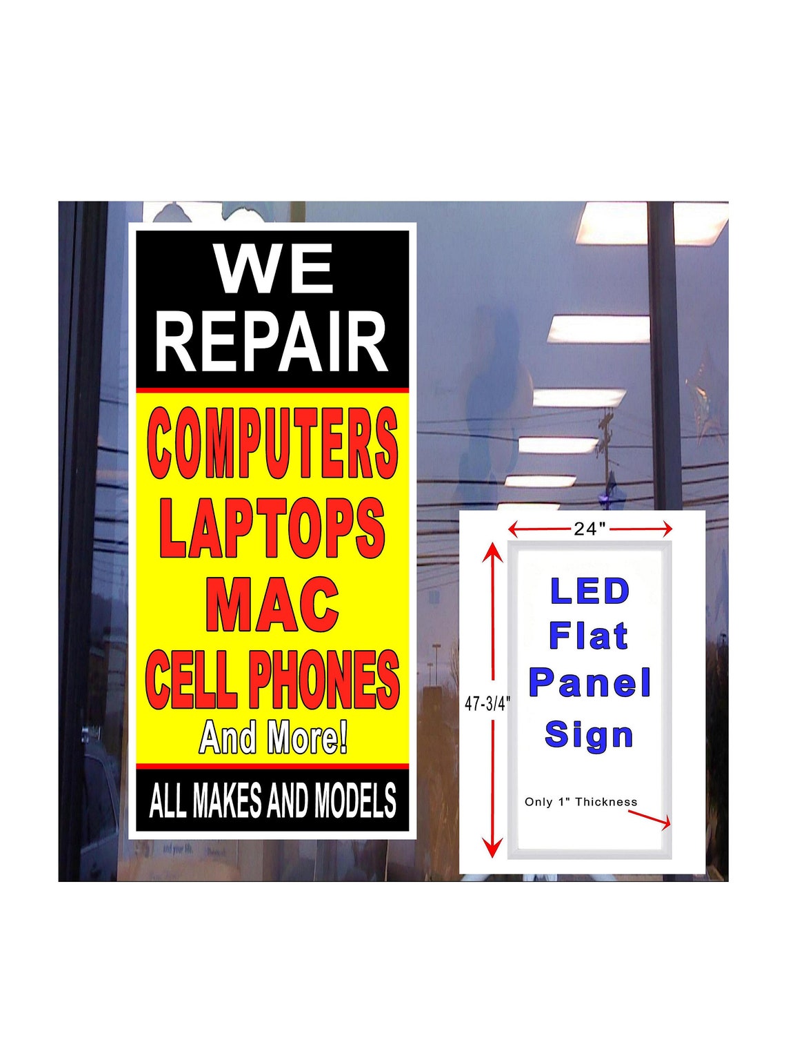 We Repair Computers Laptops Mac Cellphones Led Flat Panel Sign - Etsy