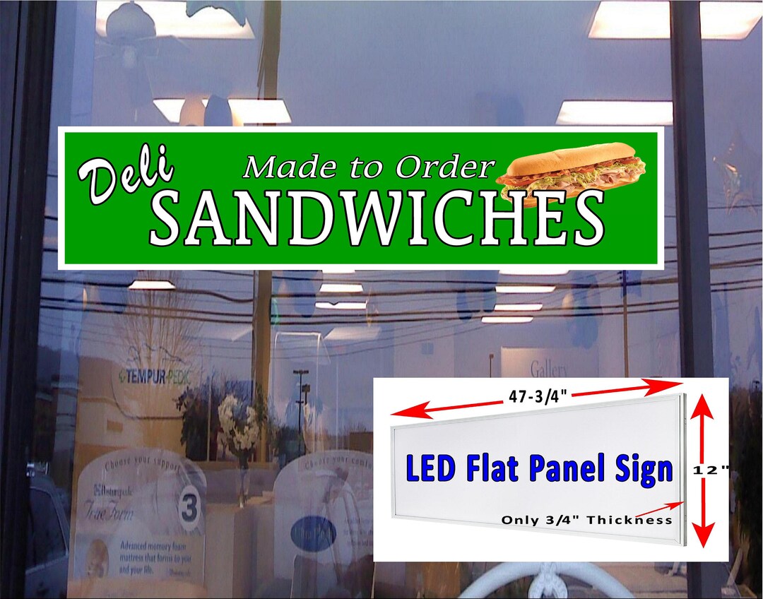 Deli Sandwiches Made to Order Led Flat Panel Light Box Window Sign ...