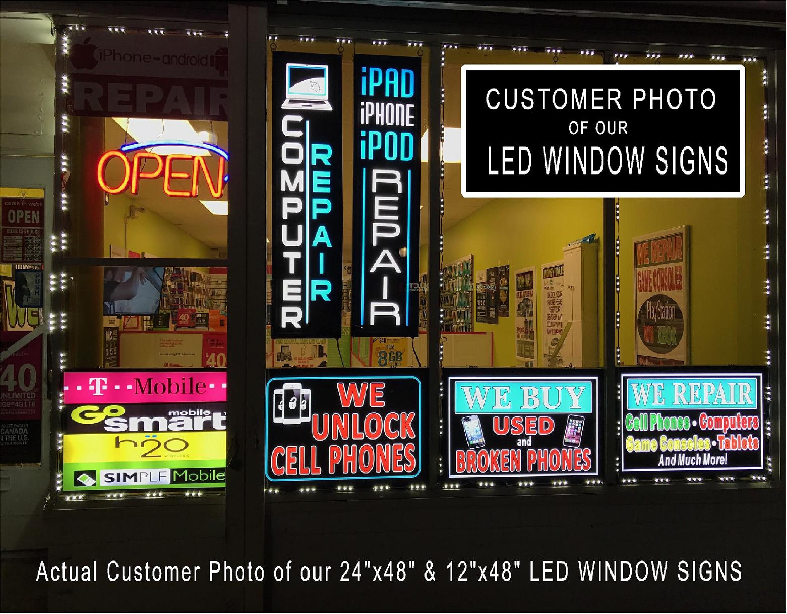 Mobile Phone Repair Service Led Flat Panel Light Box Window Sign 48 x24 Etsy UK