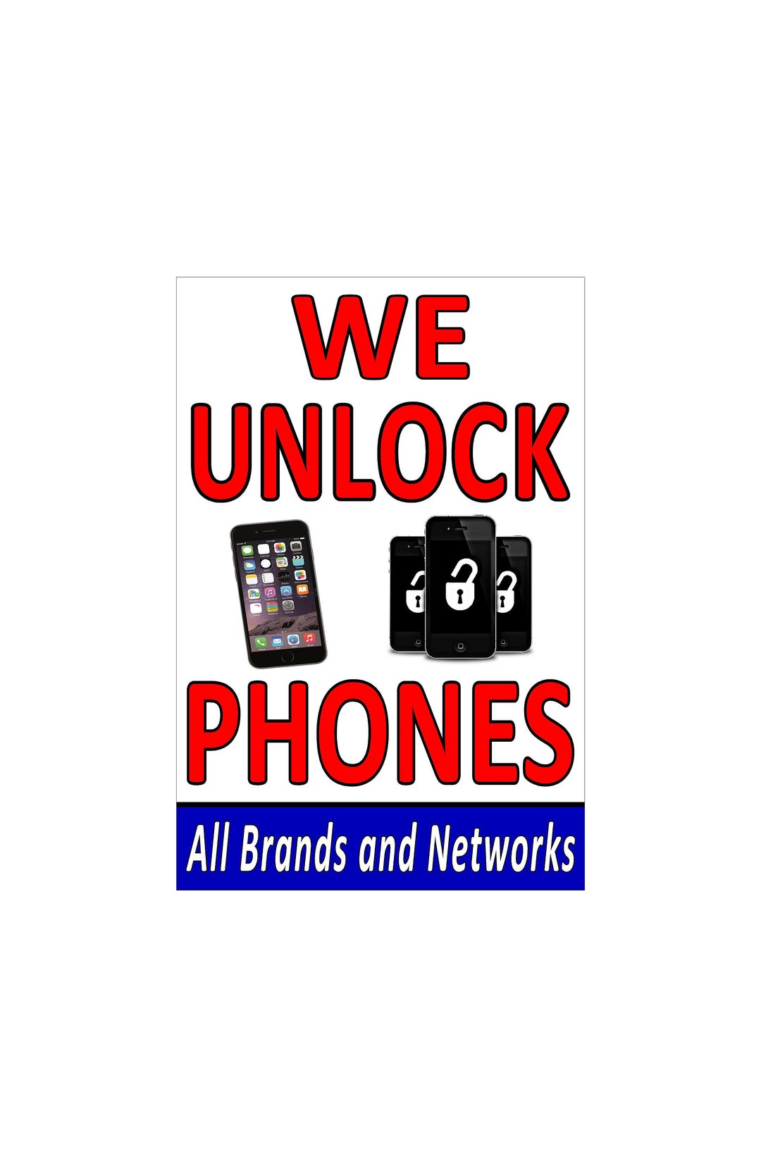 We Unlock Cellphones Advertising Poster Sign 24"x36" - Etsy