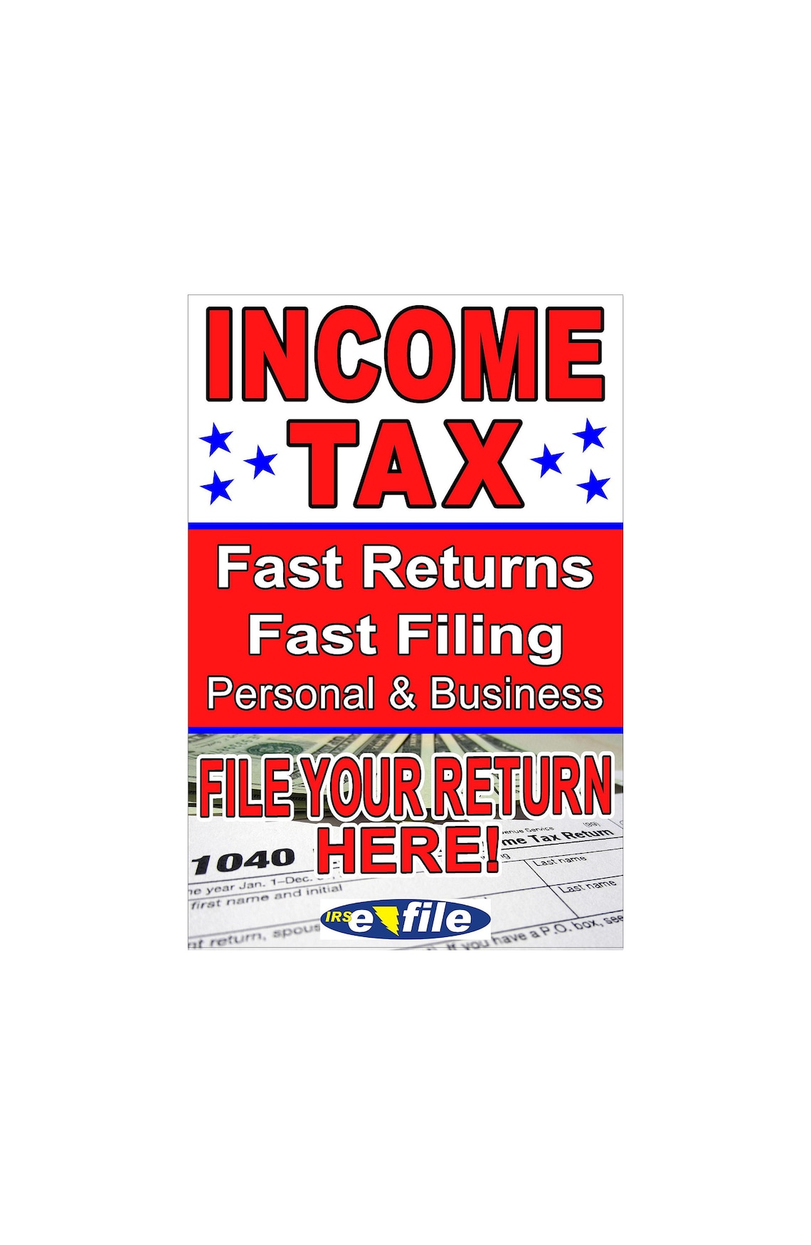 Income Tax Service Fast Returns Fast Filing Advertising Poster Sign 24 ...