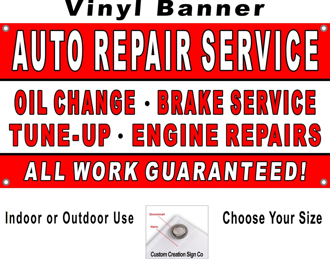 Auto Repair Service Vinyl Banner Sign - Etsy