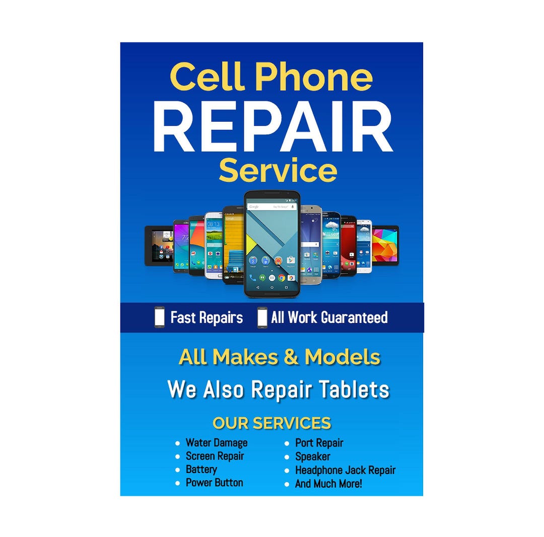 Cell Phone Repair Service Advertising Poster Sign 24"x36" - Etsy