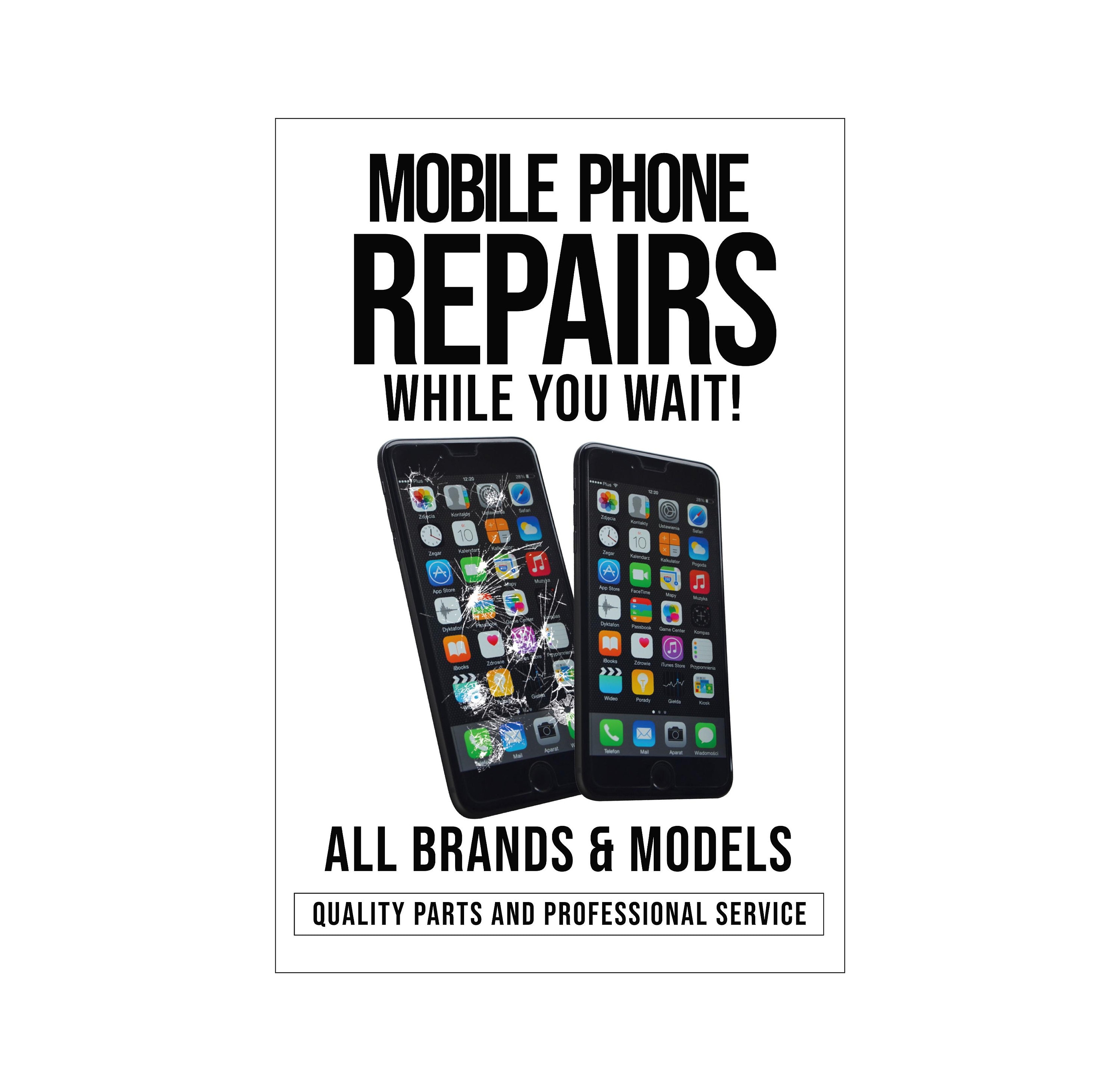 Mobile Phone Repairs While You Wait Advertising Poster Sign 24"x36" - Etsy