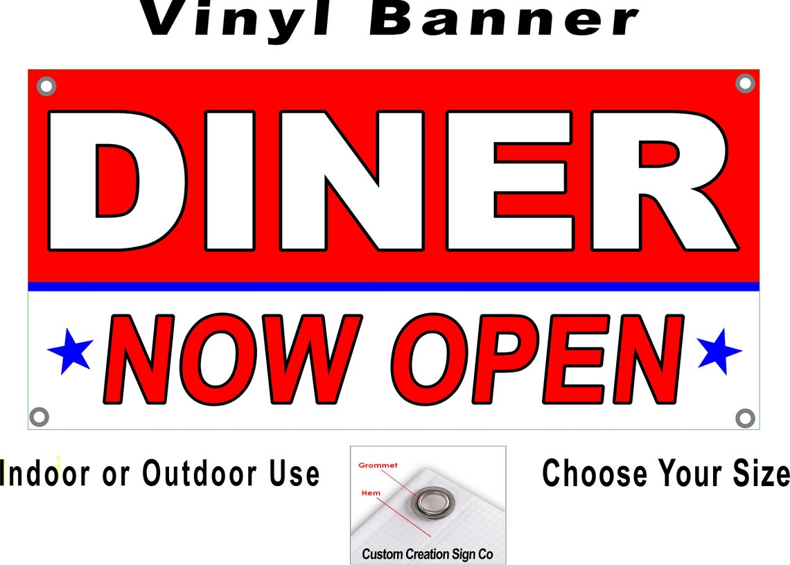 Diner Now Open Vinyl Banner Sign - Etsy