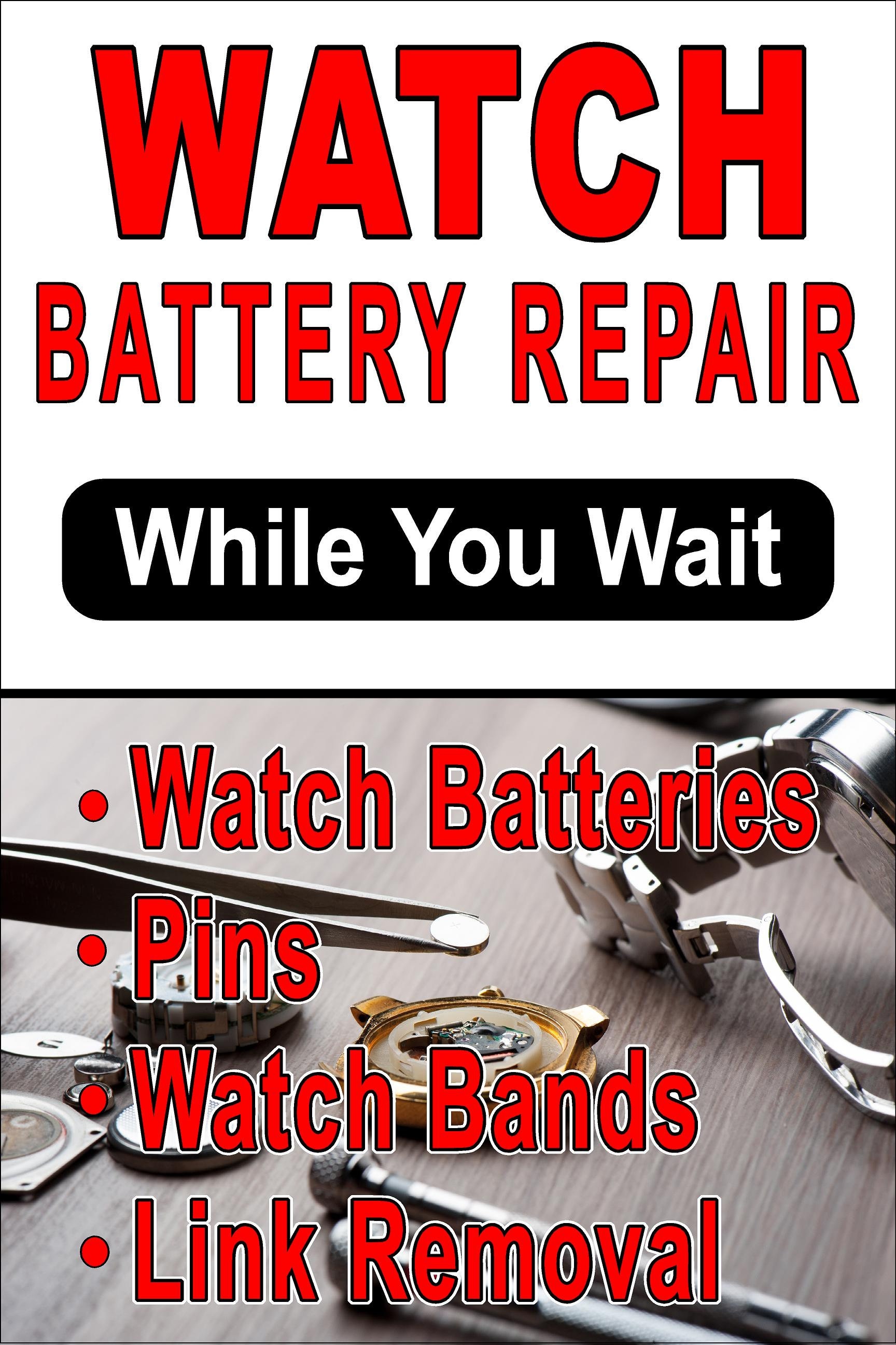Watch Battery Repair Advertising Poster Sign With Lamination 24"x36" - Etsy