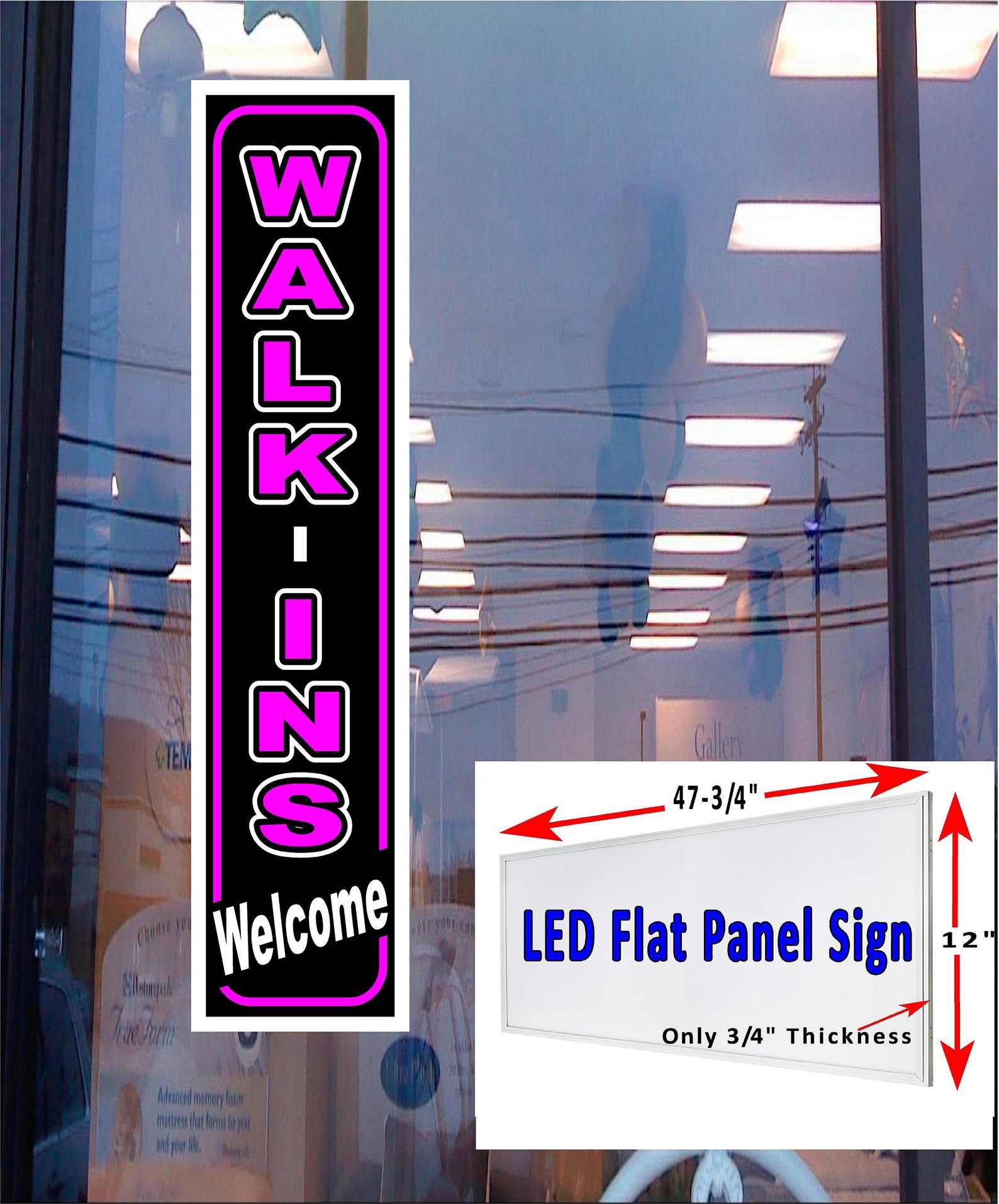 Walk-ins Welcome Led Flat Panel Light Box Window Sign 48x12 - Etsy UK