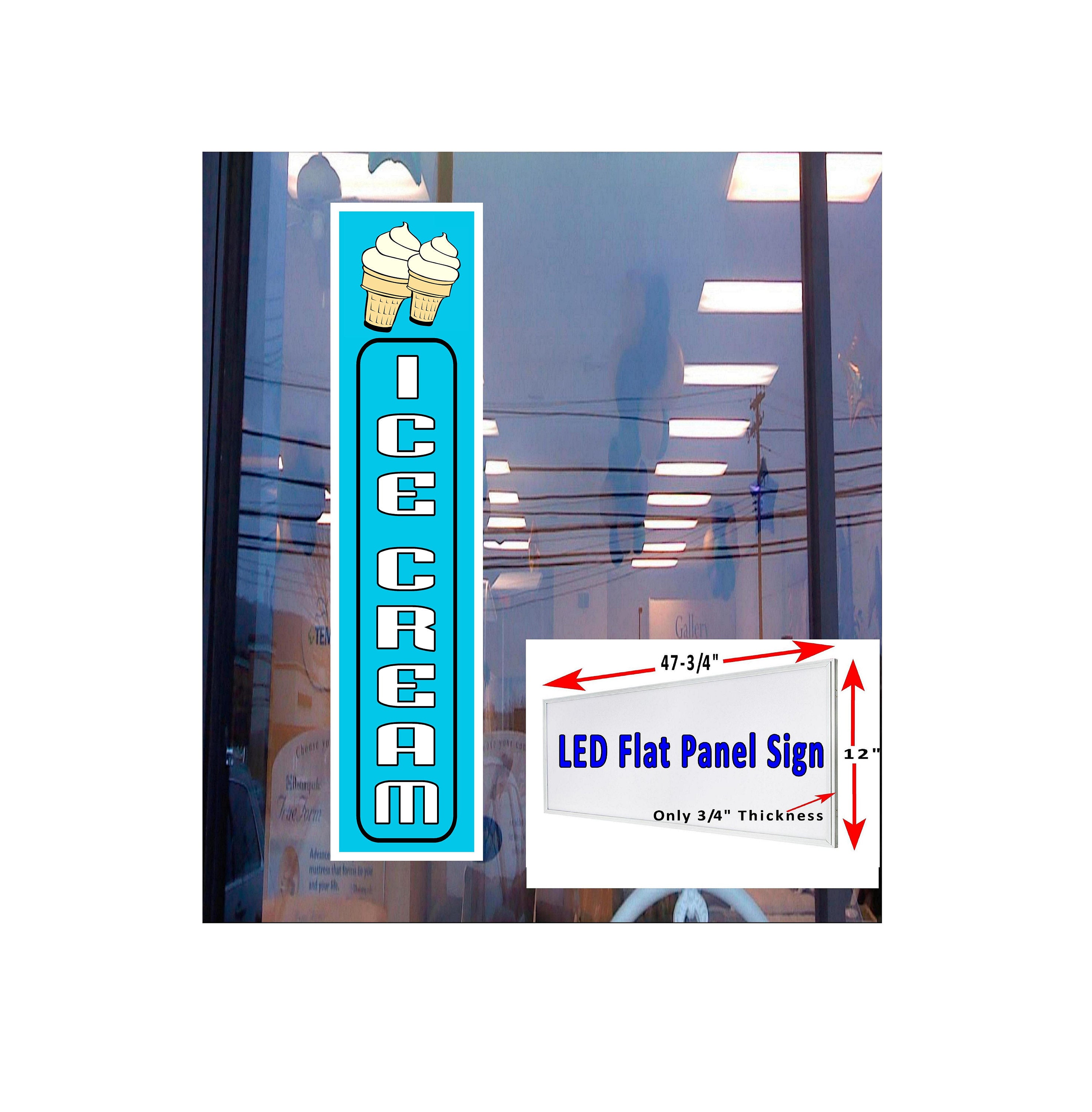 Ice Cream LED Flat Panel Light Box Window Sign 48x12 - Etsy