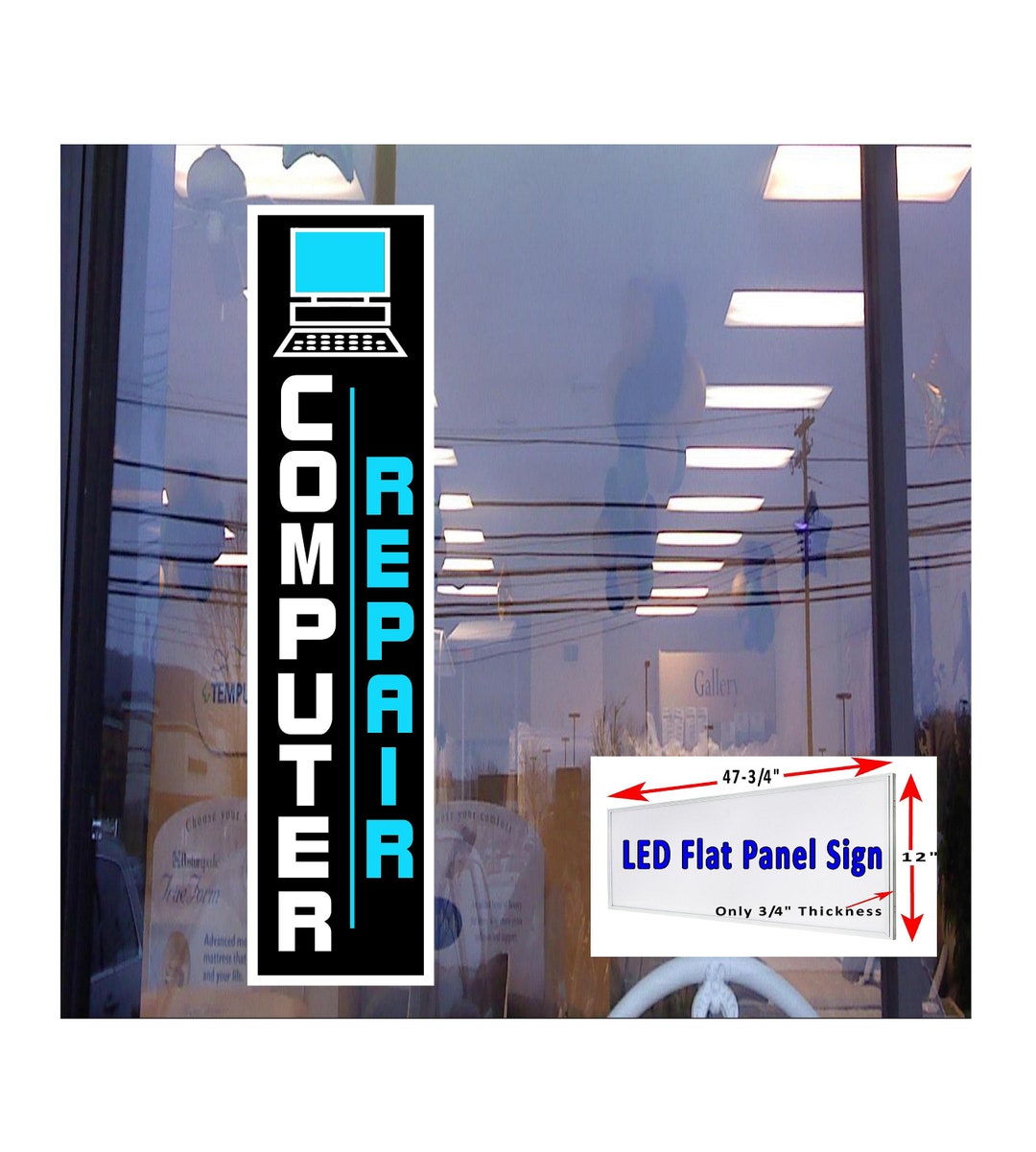 Computer Repair Led Flat Panel Light Box Window Sign 48"x12" - Etsy