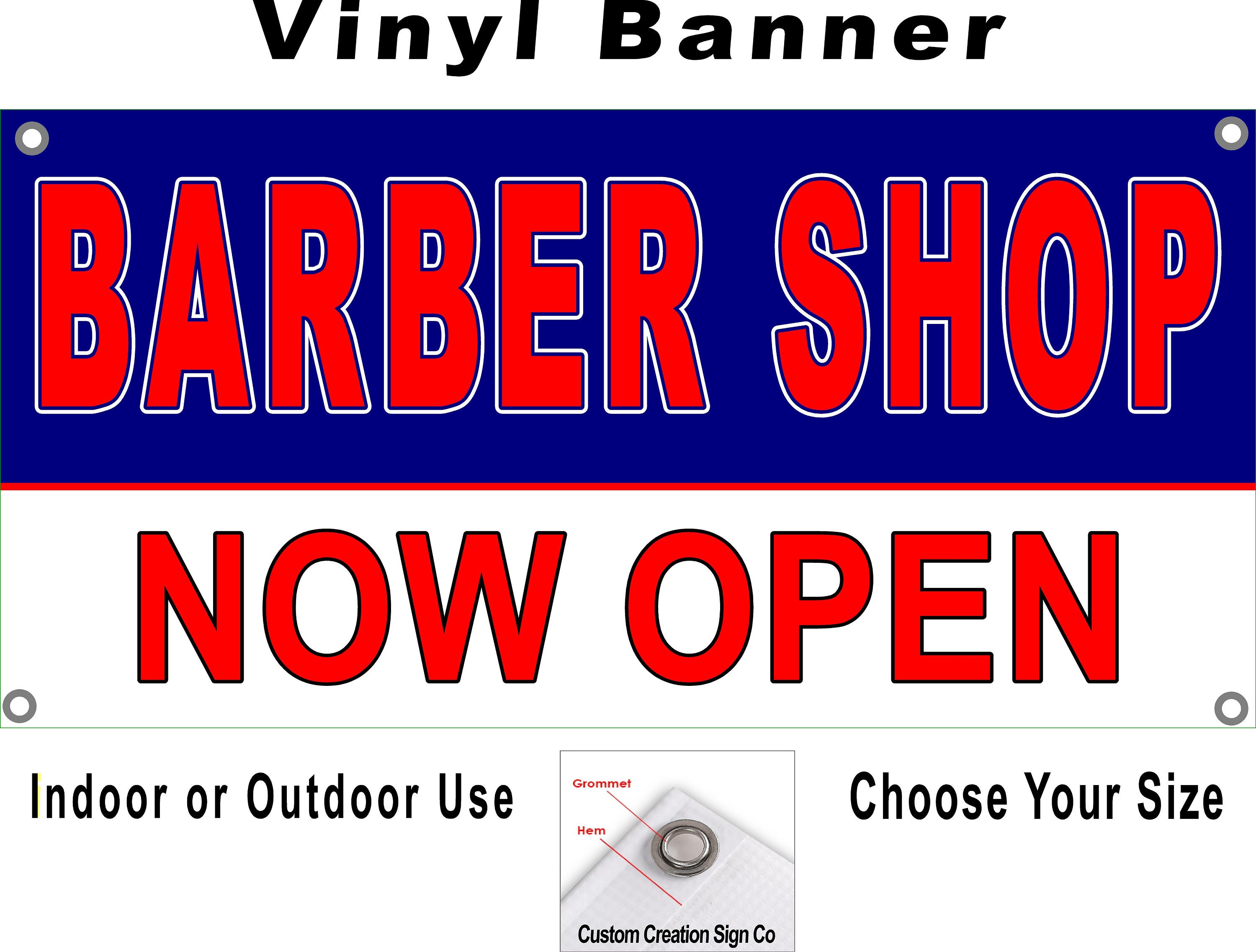Barber Shop Now Open Vinyl Banner Sign - Etsy