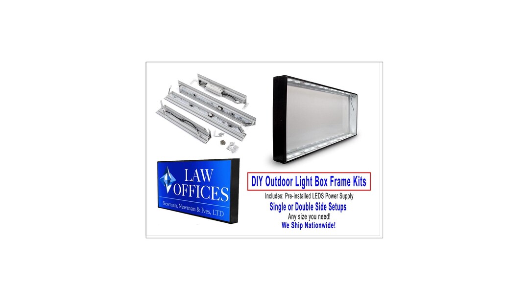 DIY Outdoor LED Light Box Frame Kit - Single or Double Sided - Any Size ...