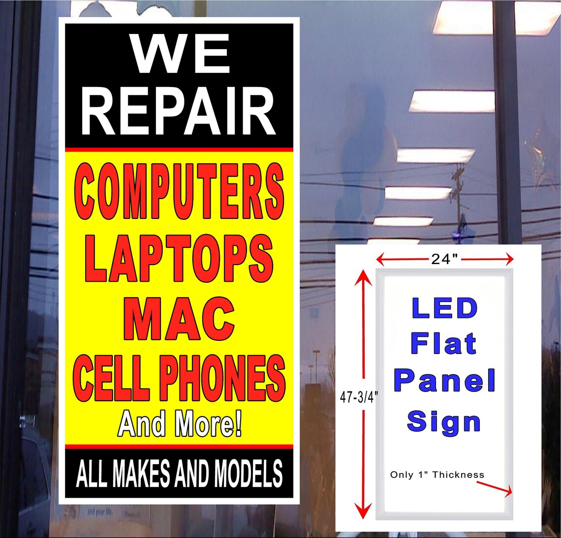 We Repair Computers Laptops Mac Cellphones Led Flat Panel Sign - Etsy