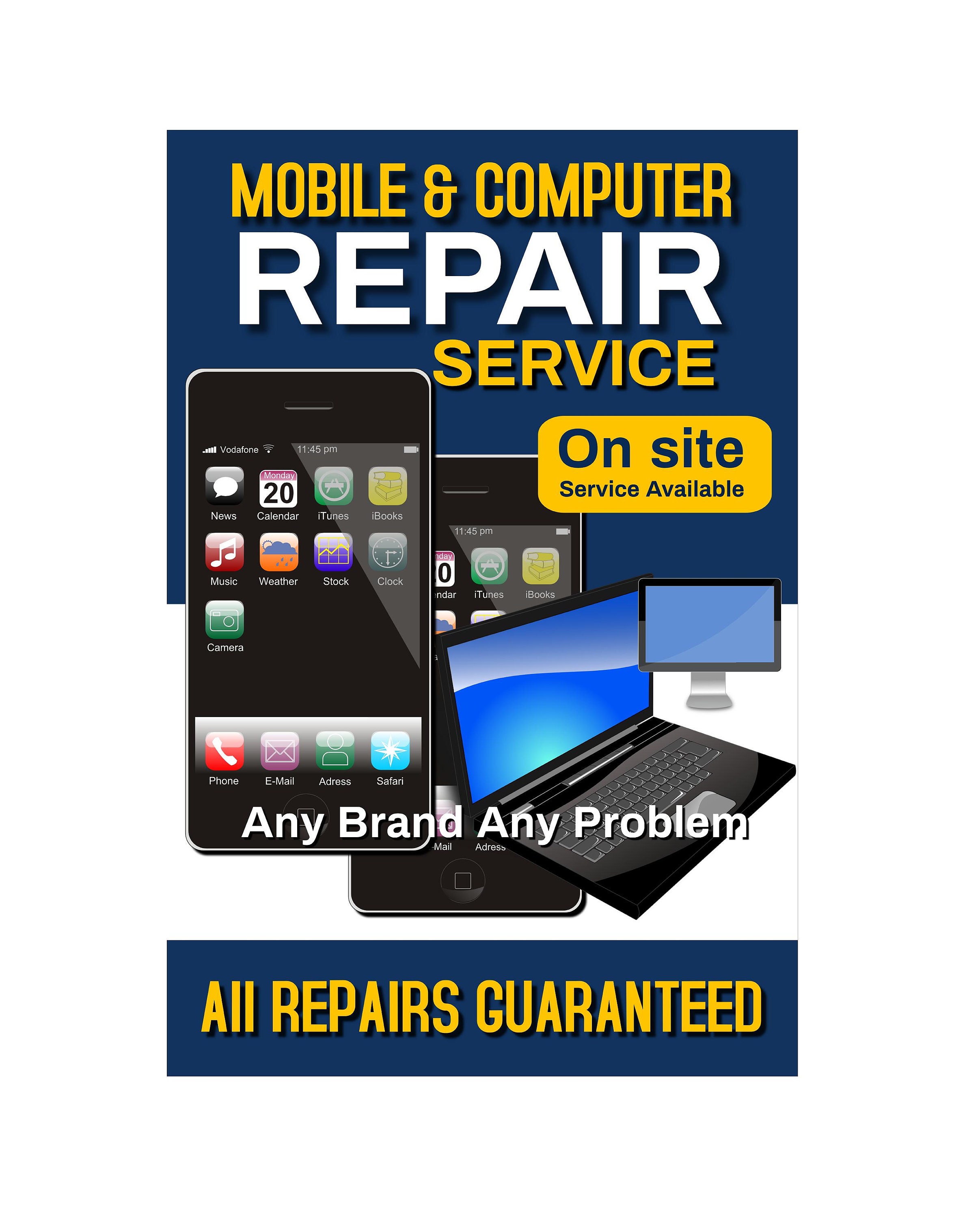 Mobile & Computer Repair Service Advertising Poster Sign 24"x36" - Etsy