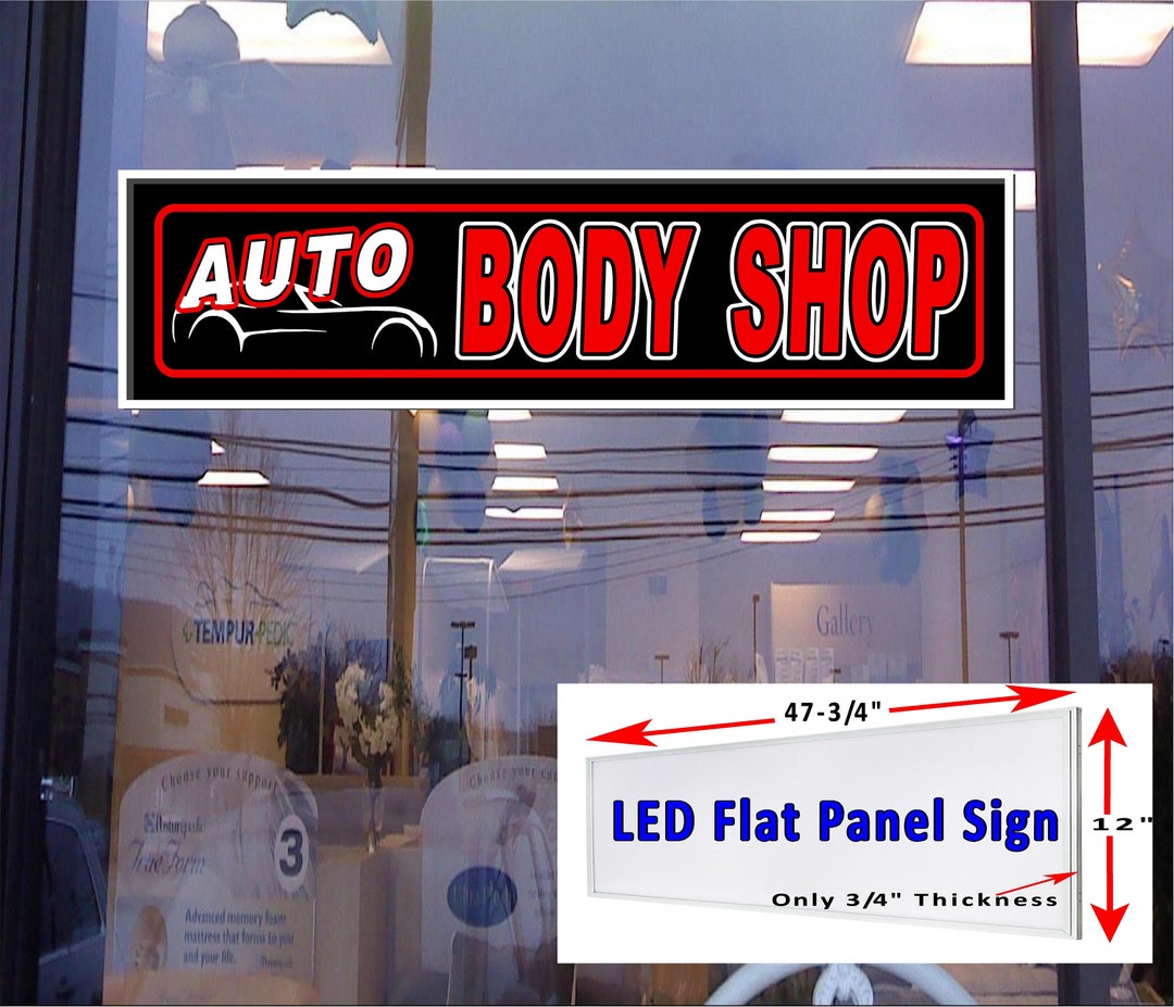 Auto Body Shop Led Flat Panel Light Box Window Sign 48"x12" - Etsy