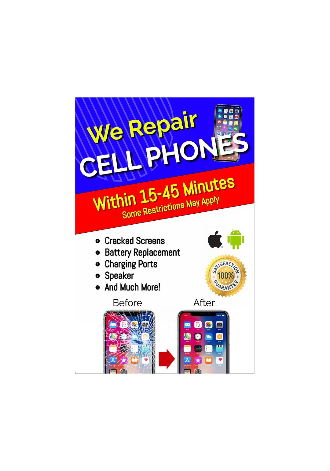 We Repair Cell Phones Advertising Poster Sign 24"x 36" - Etsy