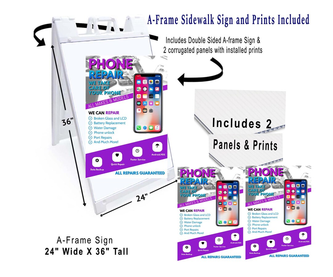 Buy Phone Repair Signicade Deluxe A-frame Sidewalk Sign Includes 2 ...