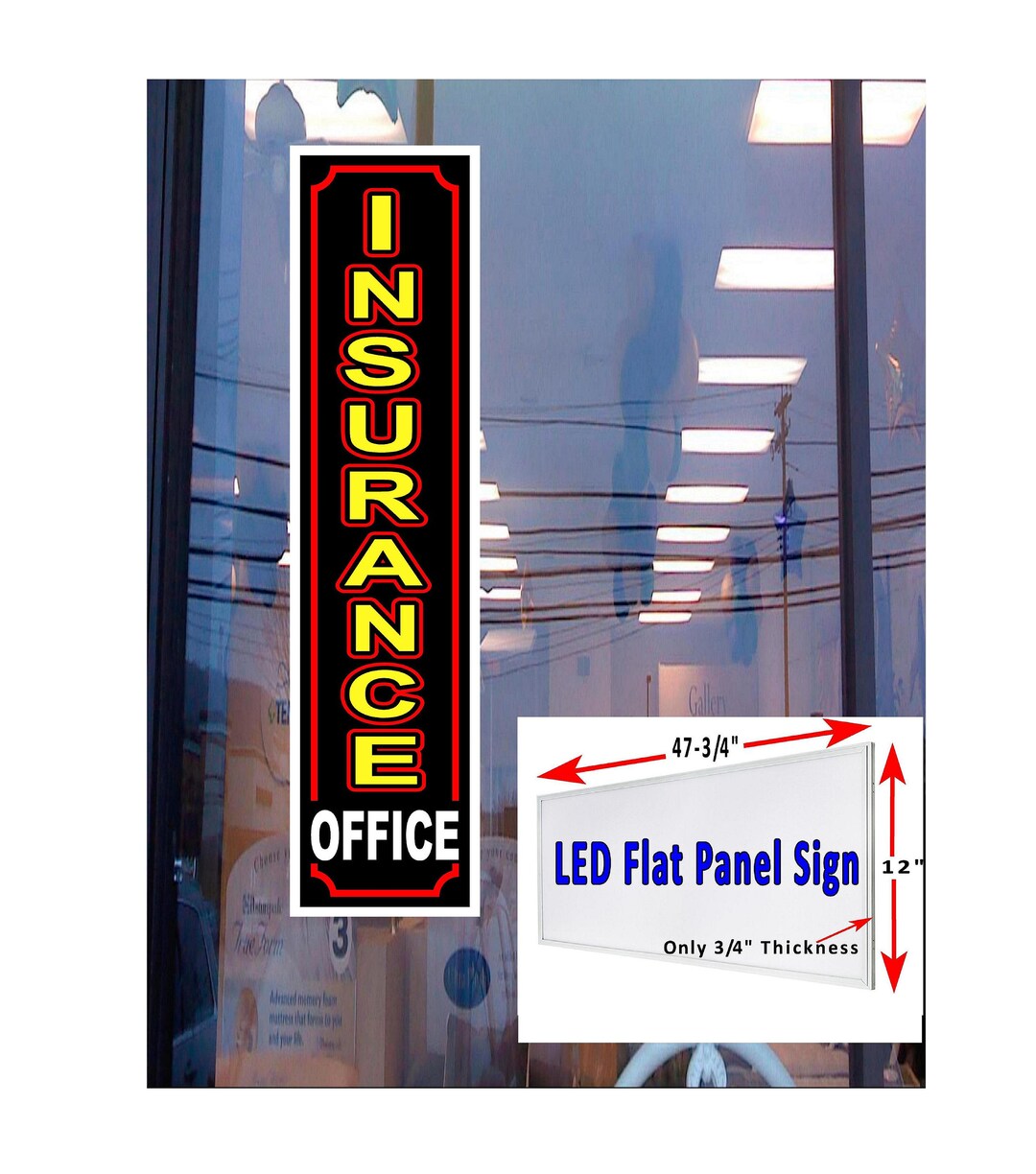 Insurance Office Led Flat Panel Light Box Window Sign 48x12 - Etsy