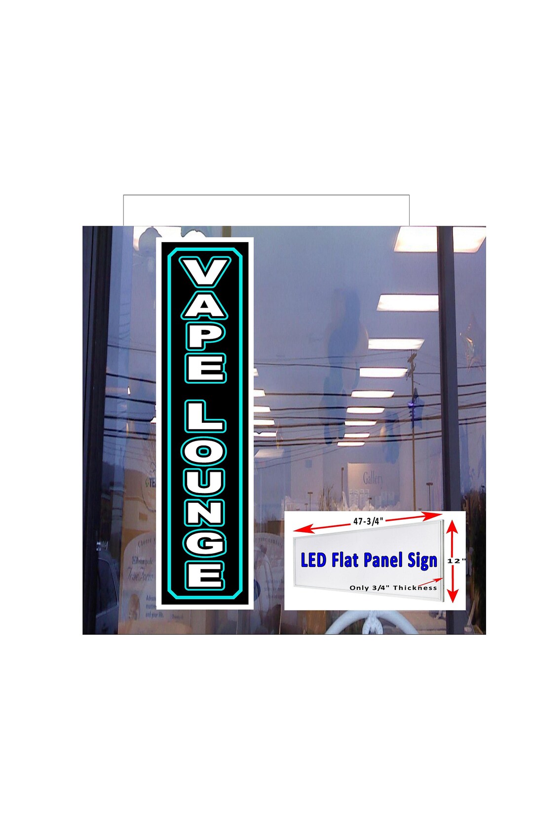 Vape Lounge Vertical Led Flat Panel Light Box Window Sign 48x12 - Etsy