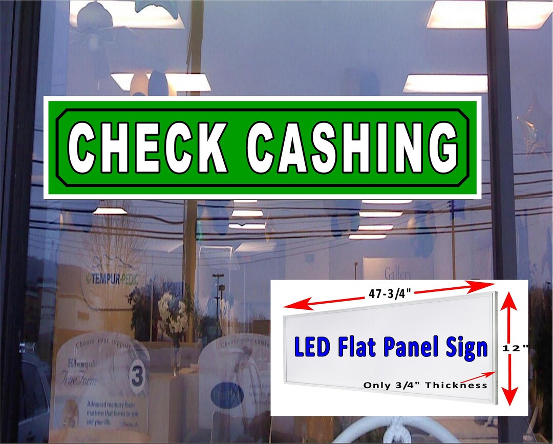 CHECK CASHING Led Flat Panel Light Box Window Store Sign 48x12 - Etsy