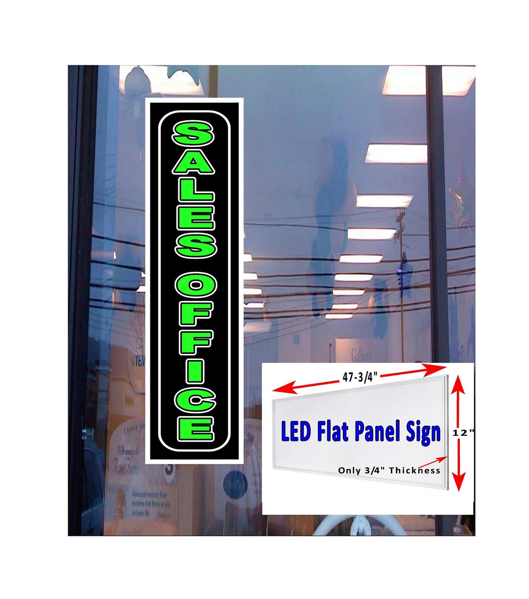 Sales Office LED Flat Panel Light Box Window Sign 48x12 - Etsy