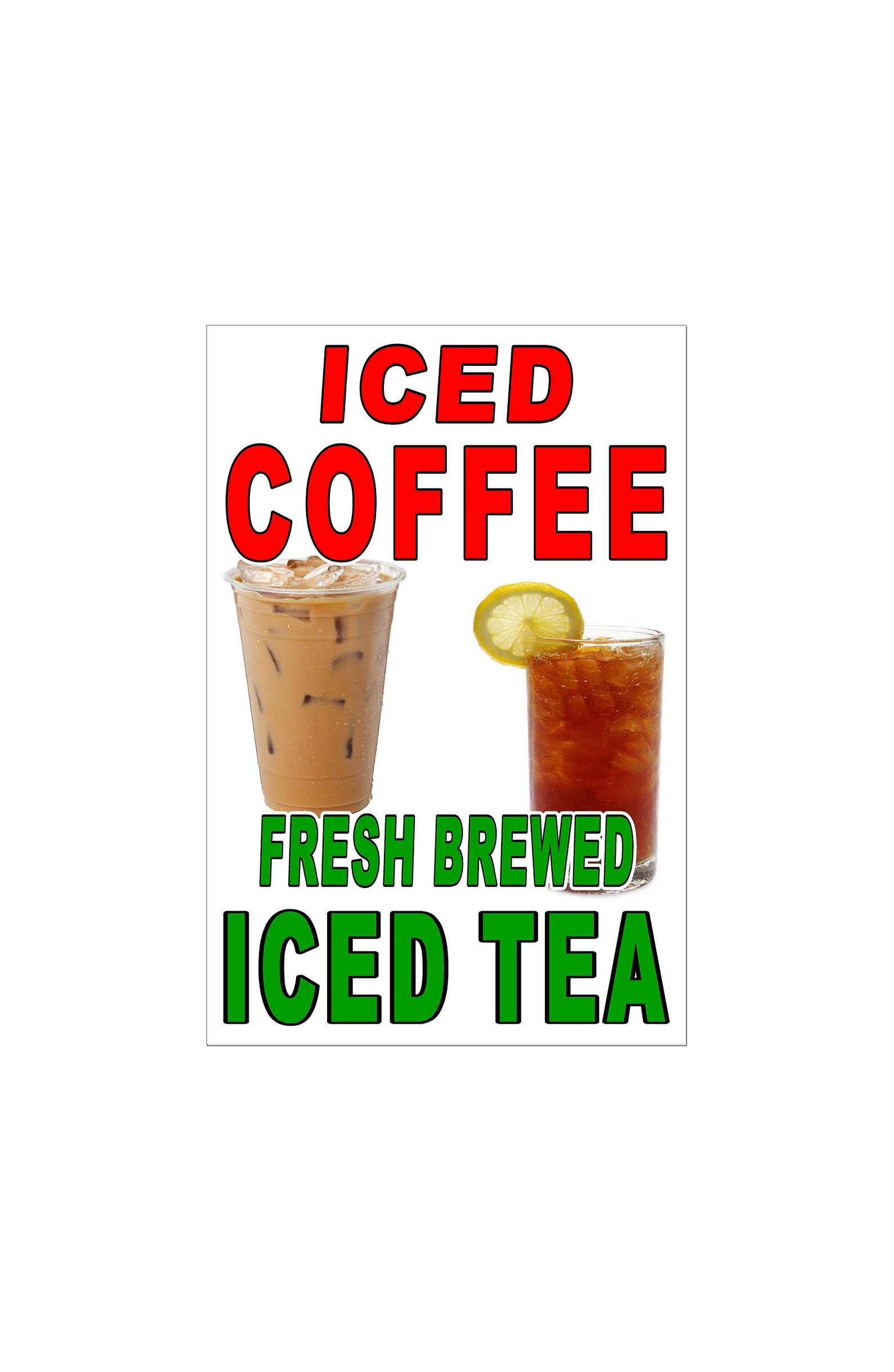 Iced Coffee Fresh Brewed Iced Tea Advertising Poster Sign 24"x36" - Etsy