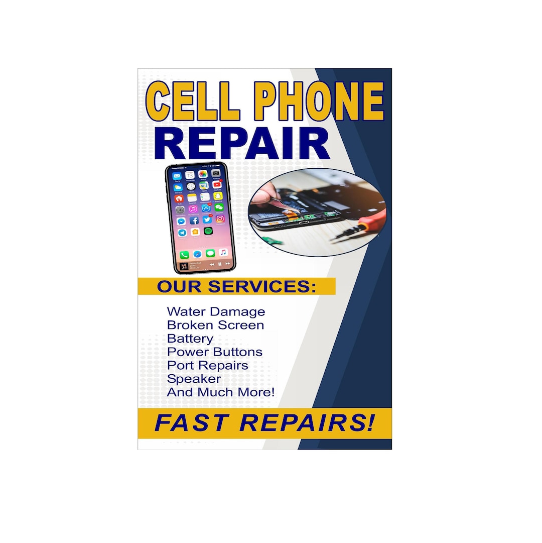 Cell Phone Repair Advertising Poster Sign 24"x 36" - Etsy