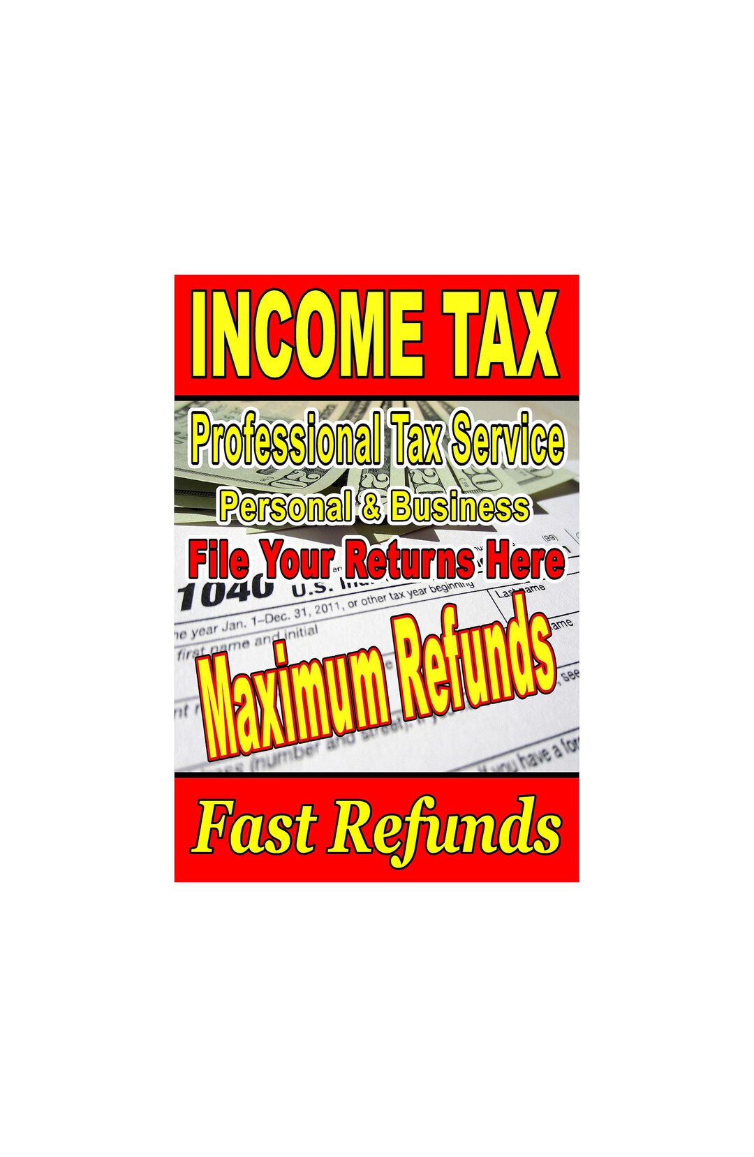 Income Tax Service Maximum Refunds Advertising Poster Sign 24x36 - Etsy