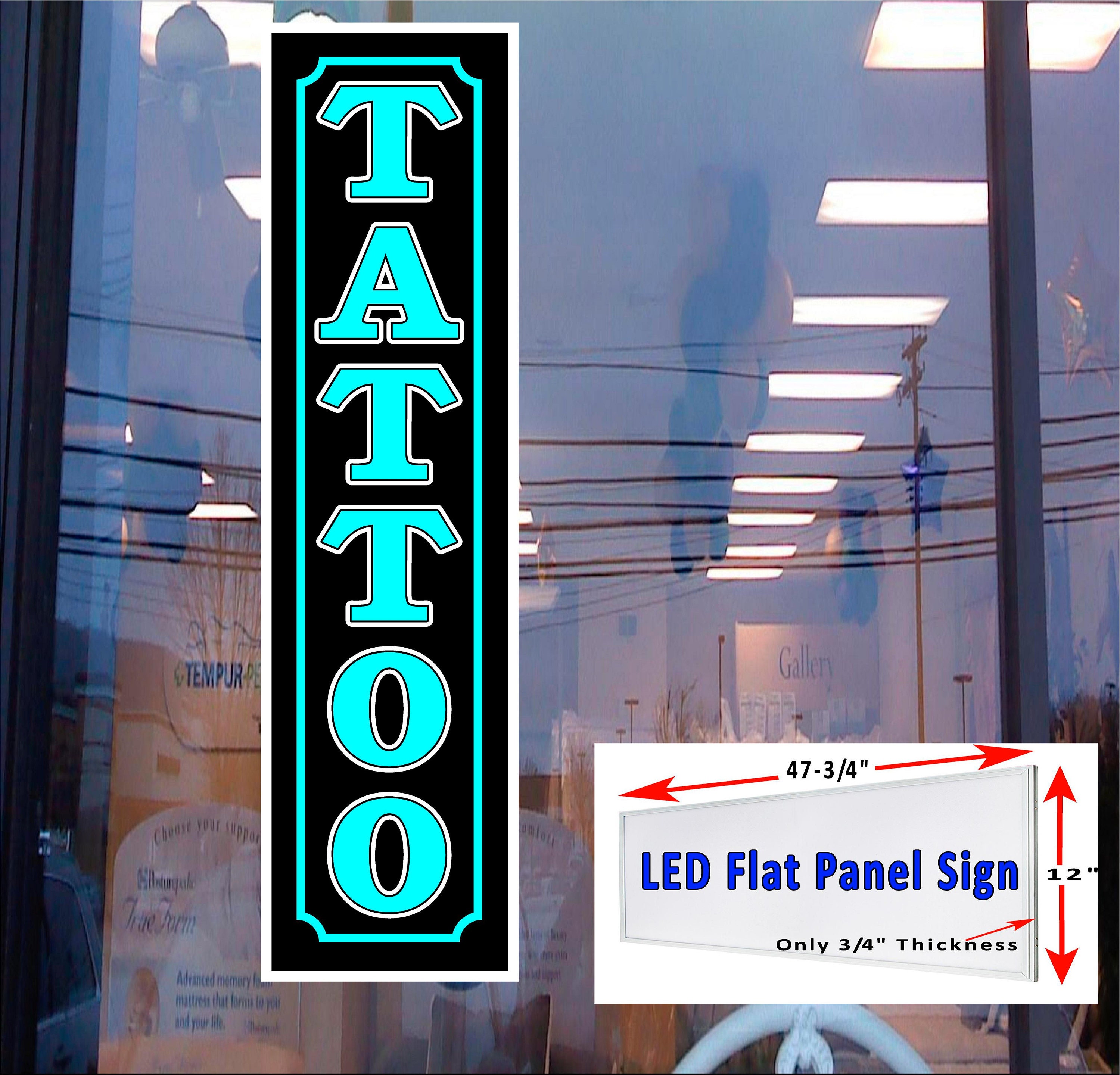 Tattoo (blue) Led Flat Panel Light Box Window Sign 48"x12" - Etsy