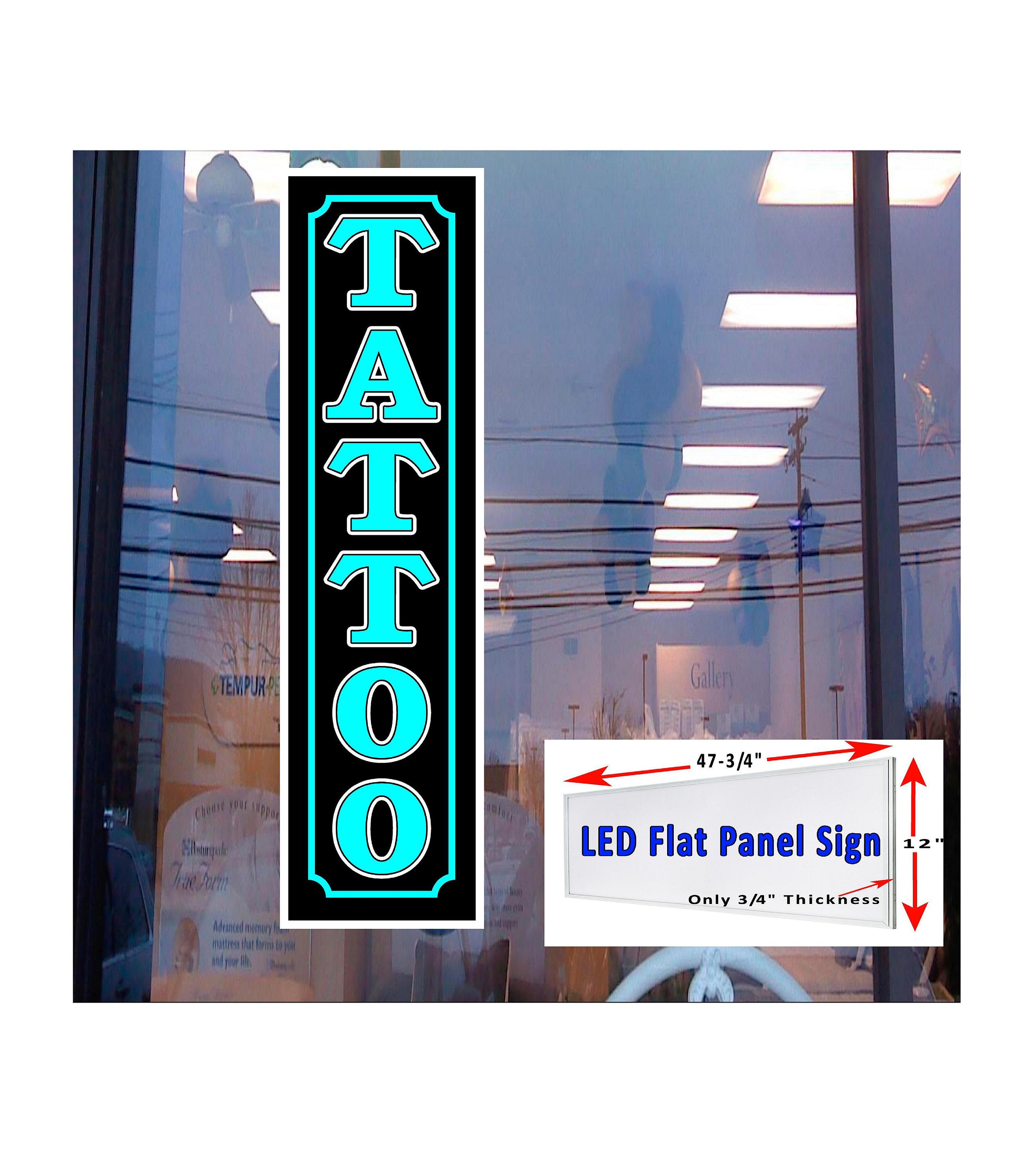 Tattoo (blue) Led Flat Panel Light Box Window Sign 48"x12" - Etsy