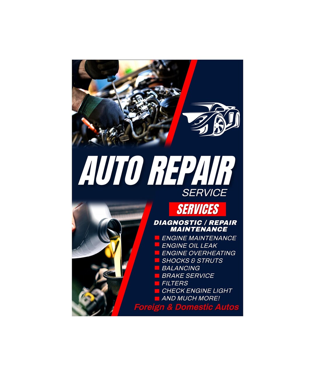 Auto Repair Service Advertising Poster Sign 24"x36" - Etsy