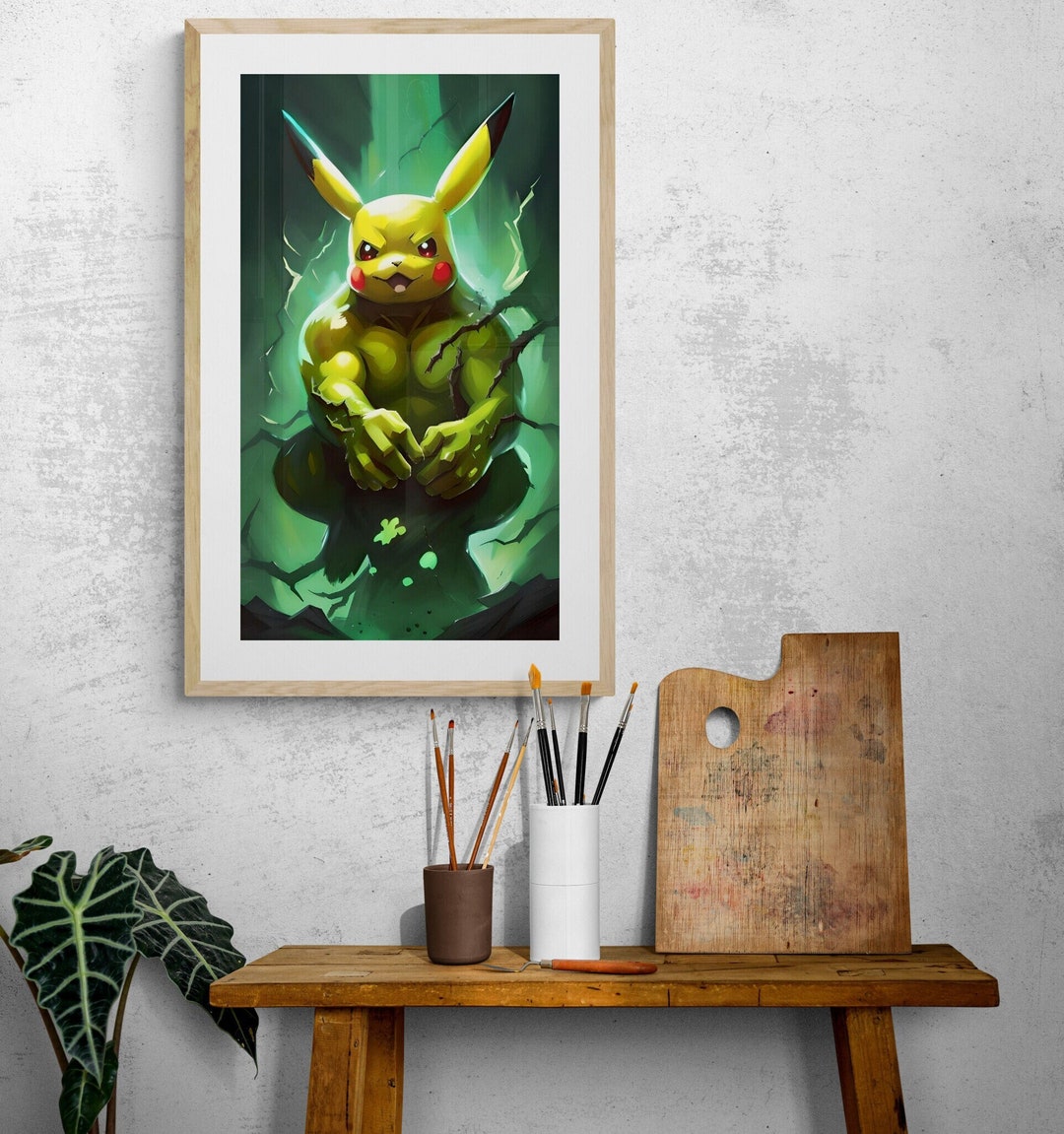 2 Illustrations Printable Pikachu Fusion Iron Man Hulk Wall Decoration ...