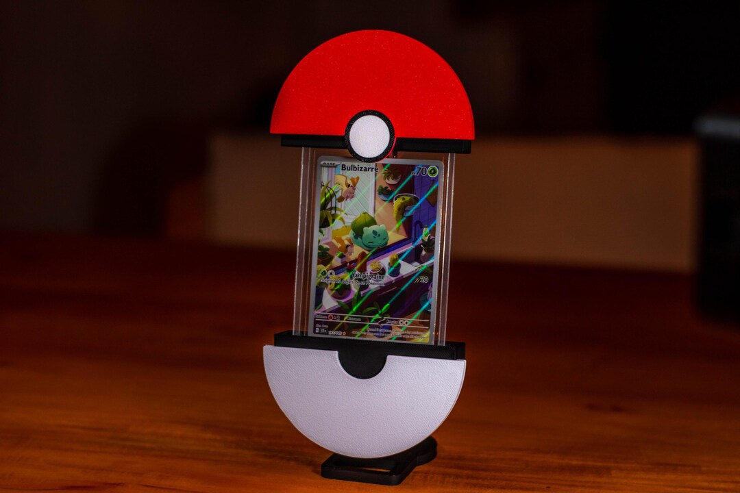 Pokemon TCG Card Holder | 3D Printed Stand|toploader | Pokeball | Psa ...