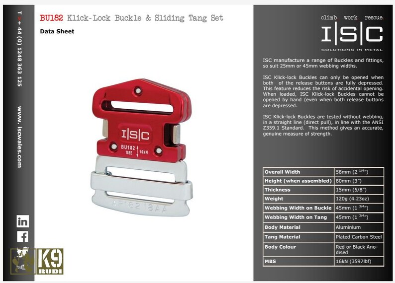 ISC 45mm Klick-lock Buckle & Sliding Tang Set - Etsy