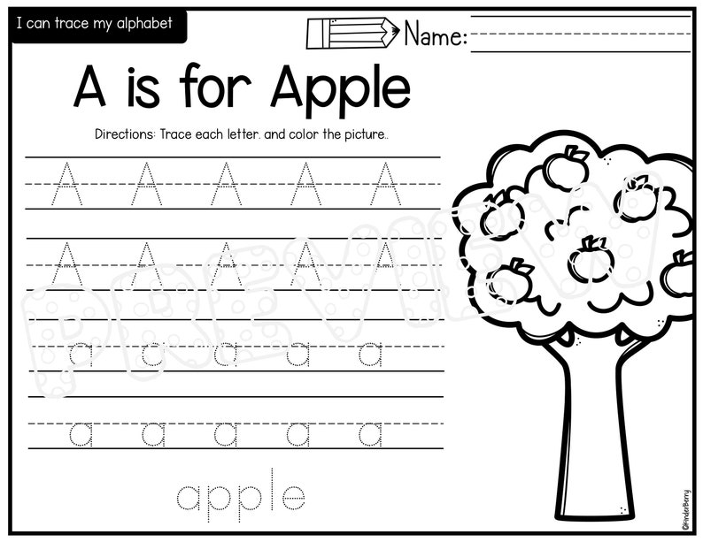 Alphabet Handwriting Practice A-Z Writing Letters Tracing - Etsy