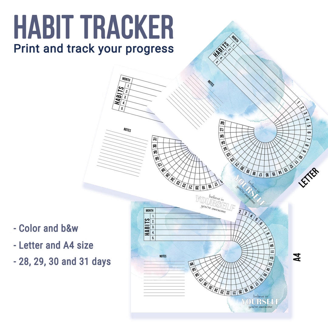 Printable Circle Habit Tracker, Monthly Goal Tracker, Downloadable ...