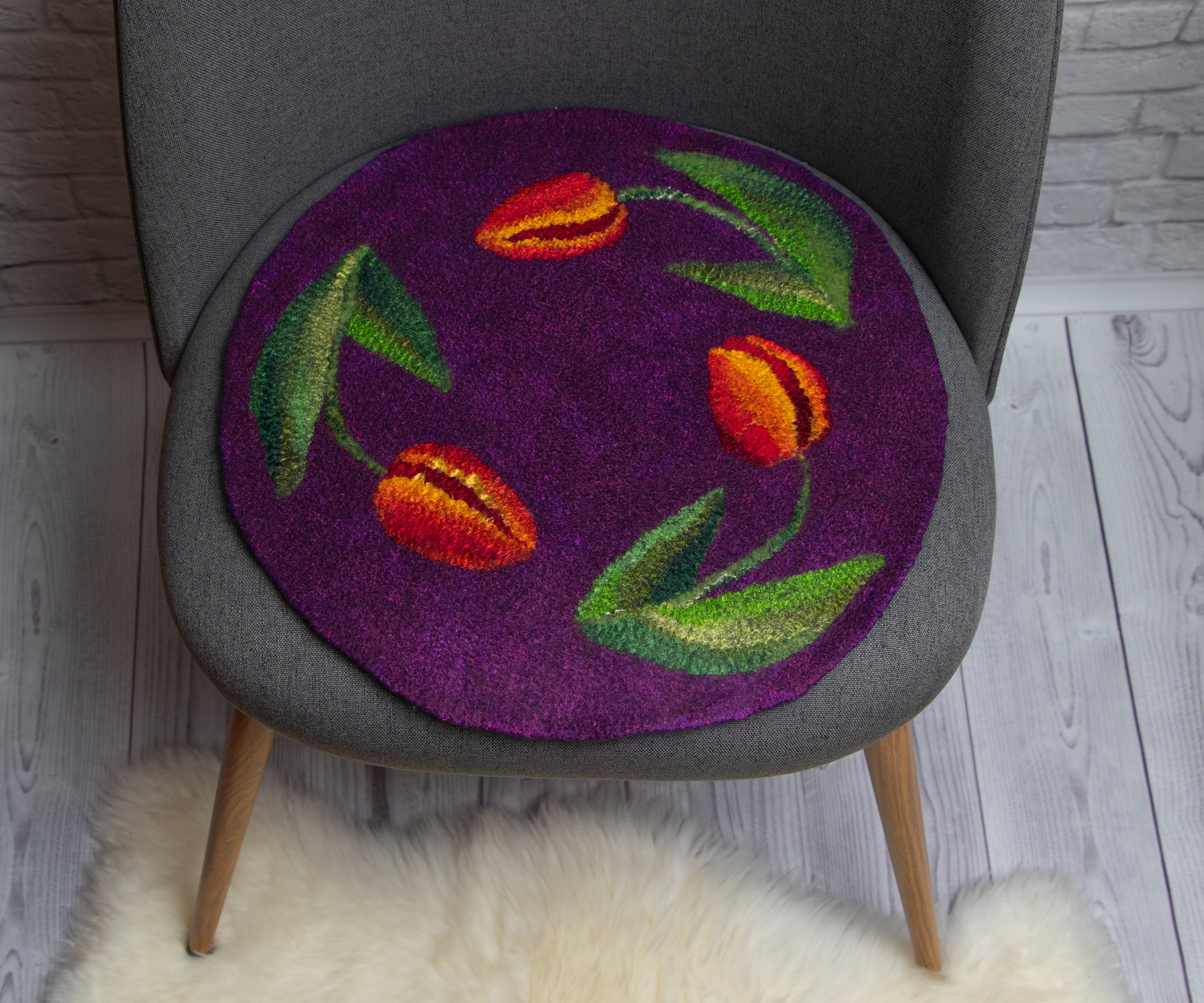 Natural Wool Chair Pad for Dining Chair Handmade Felt Rug Soft ...