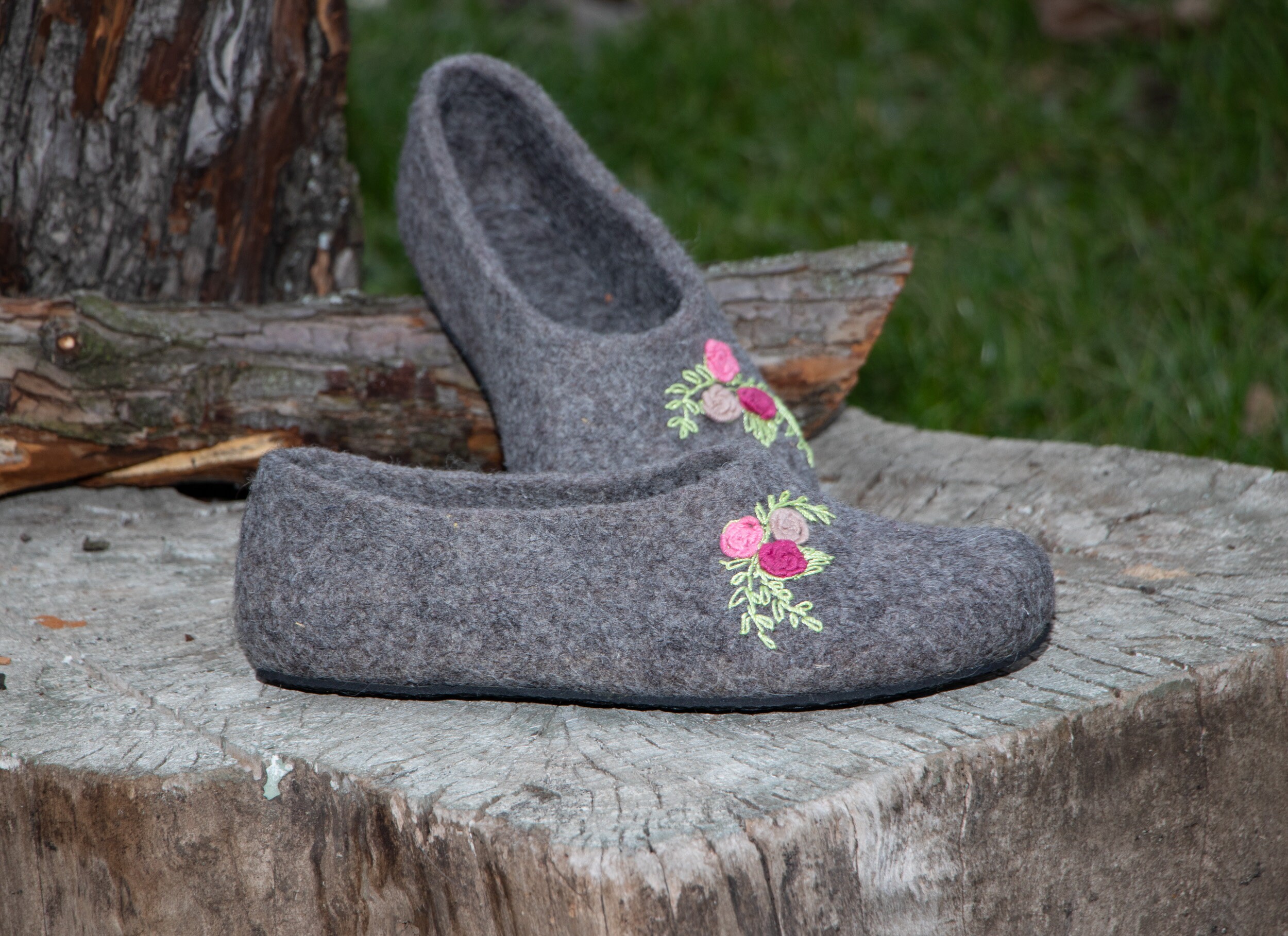 Handmade Felted Wool Slippers for Women Eco Friendly Boiled Wool Shoes ...