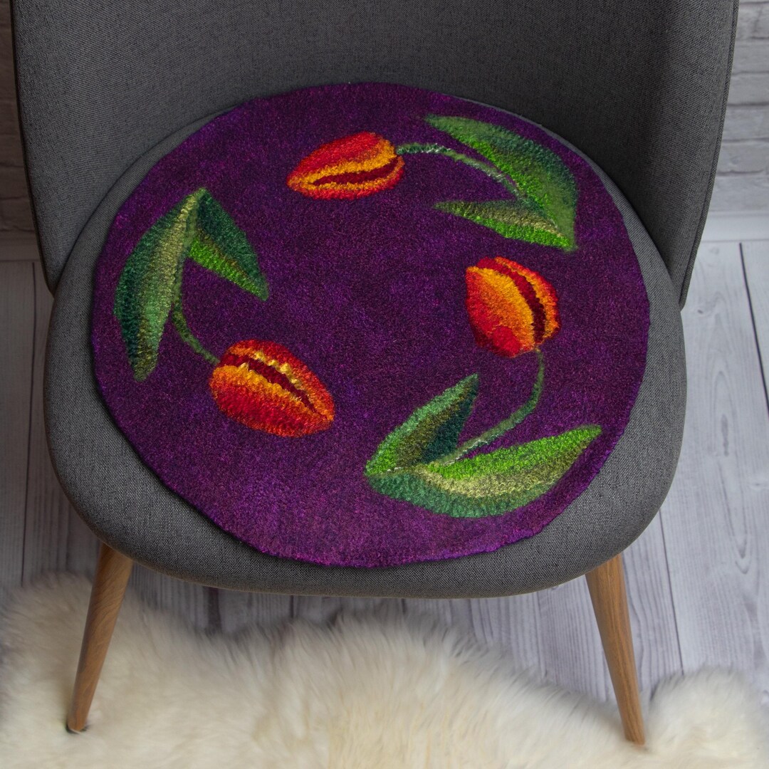 Natural Wool Chair Pad for Dining Chair - Handmade Felt Rug - Soft ...