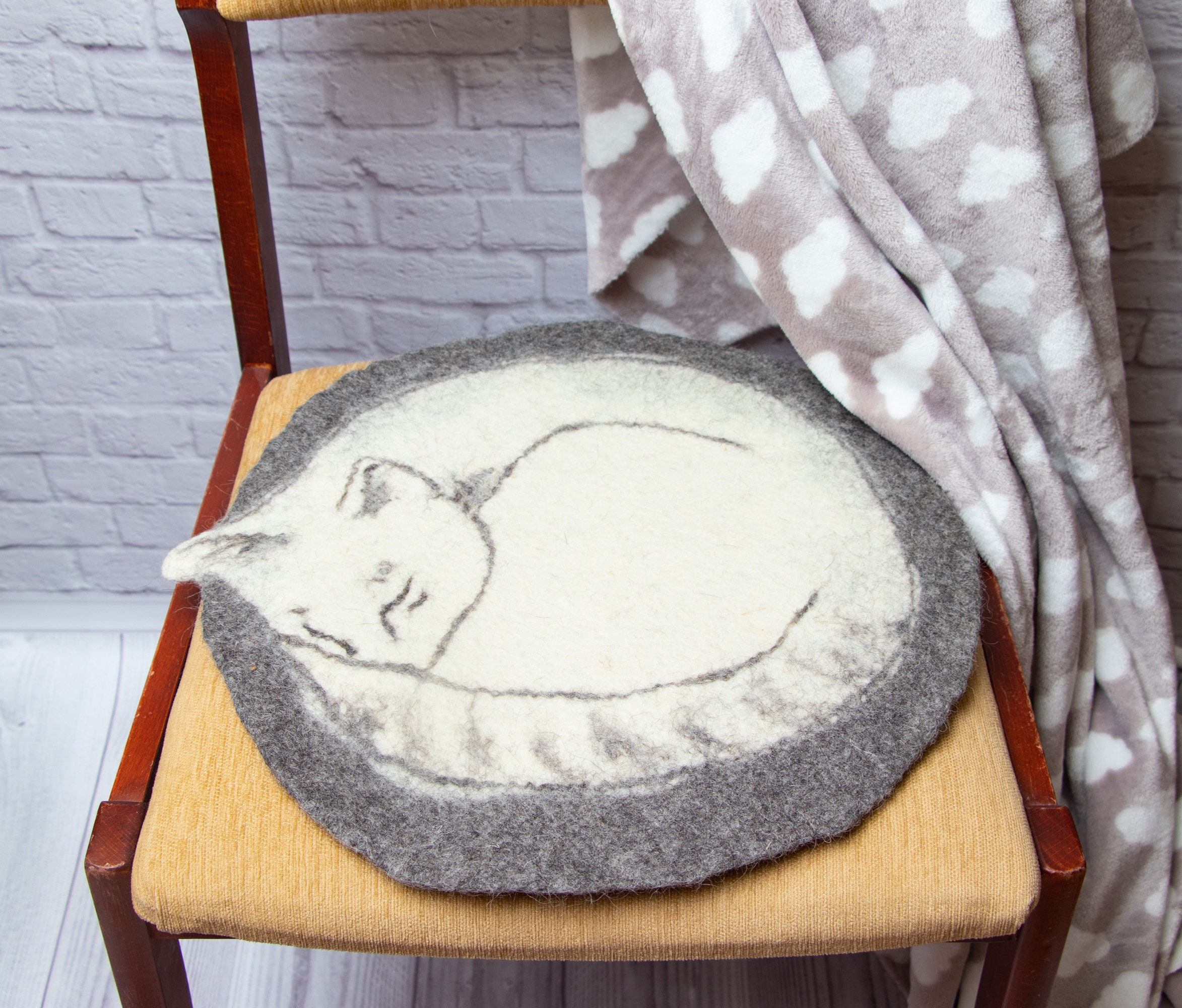 Natural Wool Chair Pad for Dining Chair Handmade Felt Rug - Etsy UK