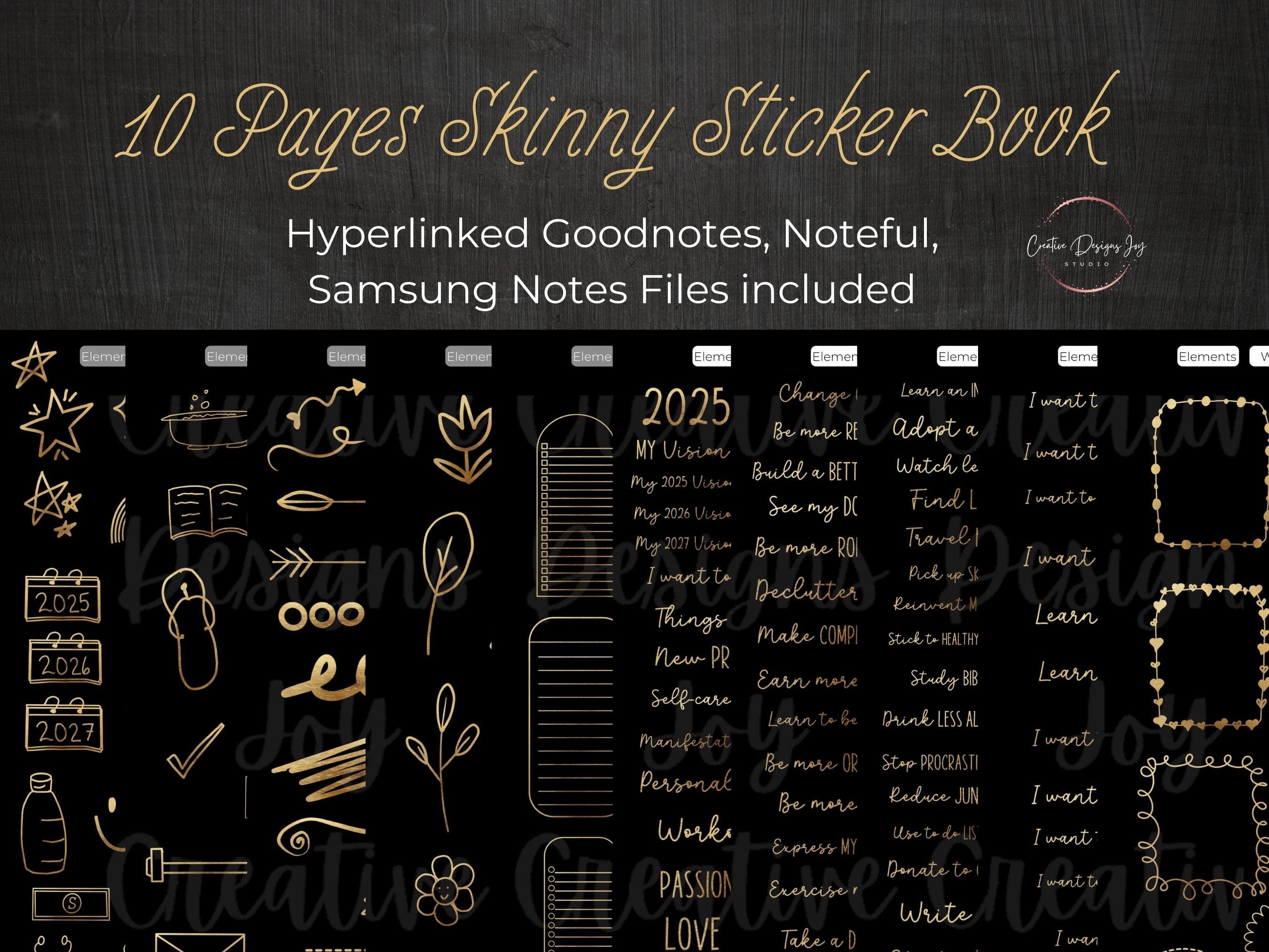 Gold Doodle Vision Board Stickers: Digital Planner (PNG, Goodnotes ...
