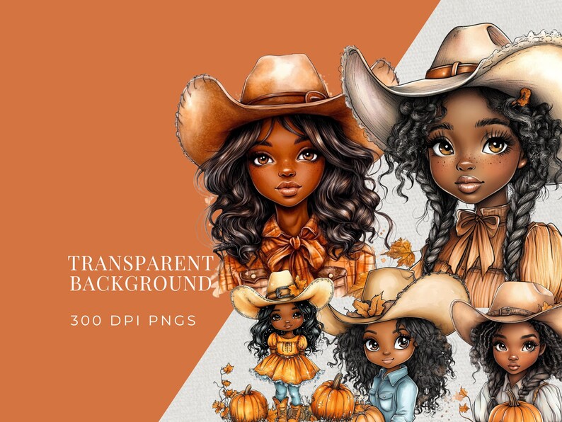African American Autumn Cowgirls Pack | Transparent Pngs | Commercial ...