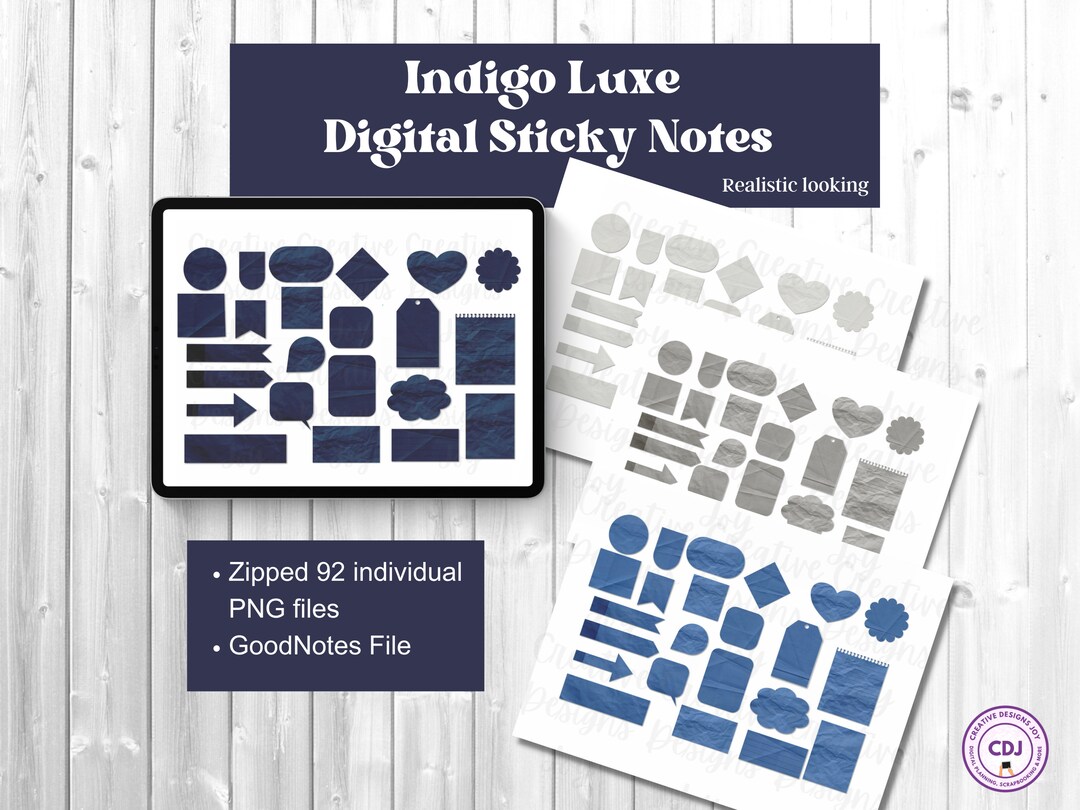 Realistische Sticky Notes Clipart im Indigo Blue and White Pearl Thema ...