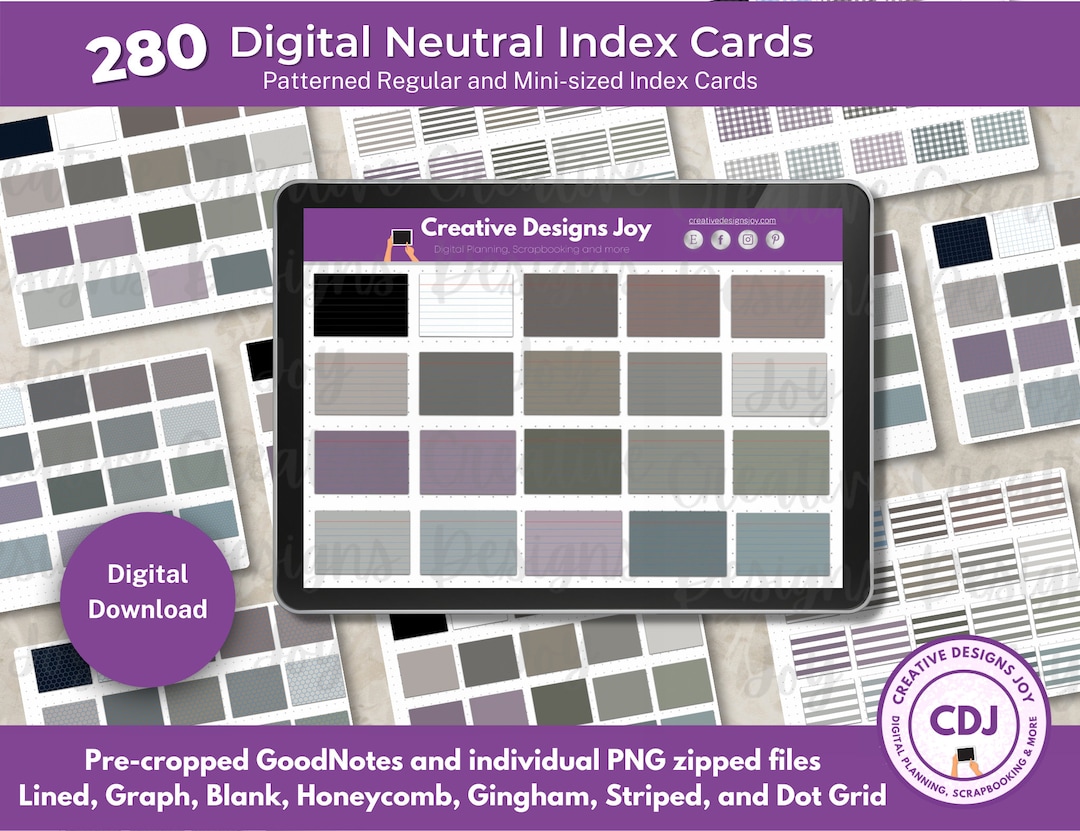 280 Neutral Digital Index Cards: Scrapbooking & Planning (digital ...