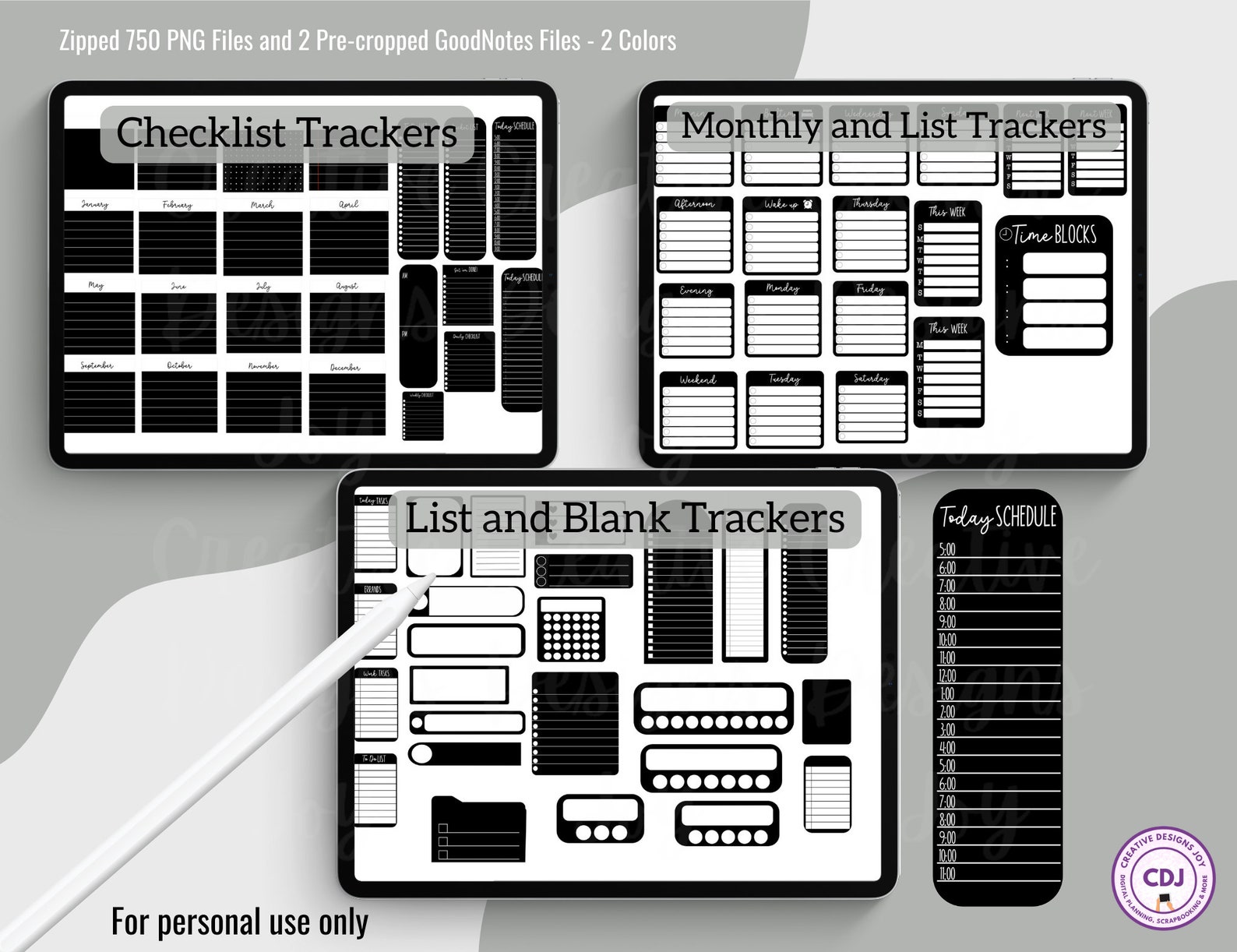 Widget Stickers Black White Digital Stickers for Digital Planners and ...
