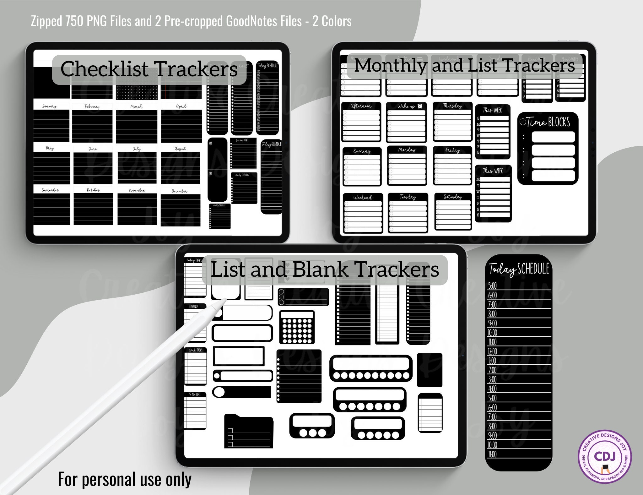 Widget Stickers Black White Digital Stickers for Digital Planners and ...