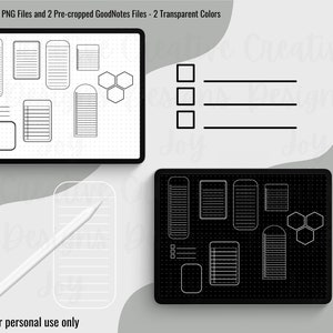 Hand Drawn Doodle Vision Board Stickers Transparent Black White Digital ...