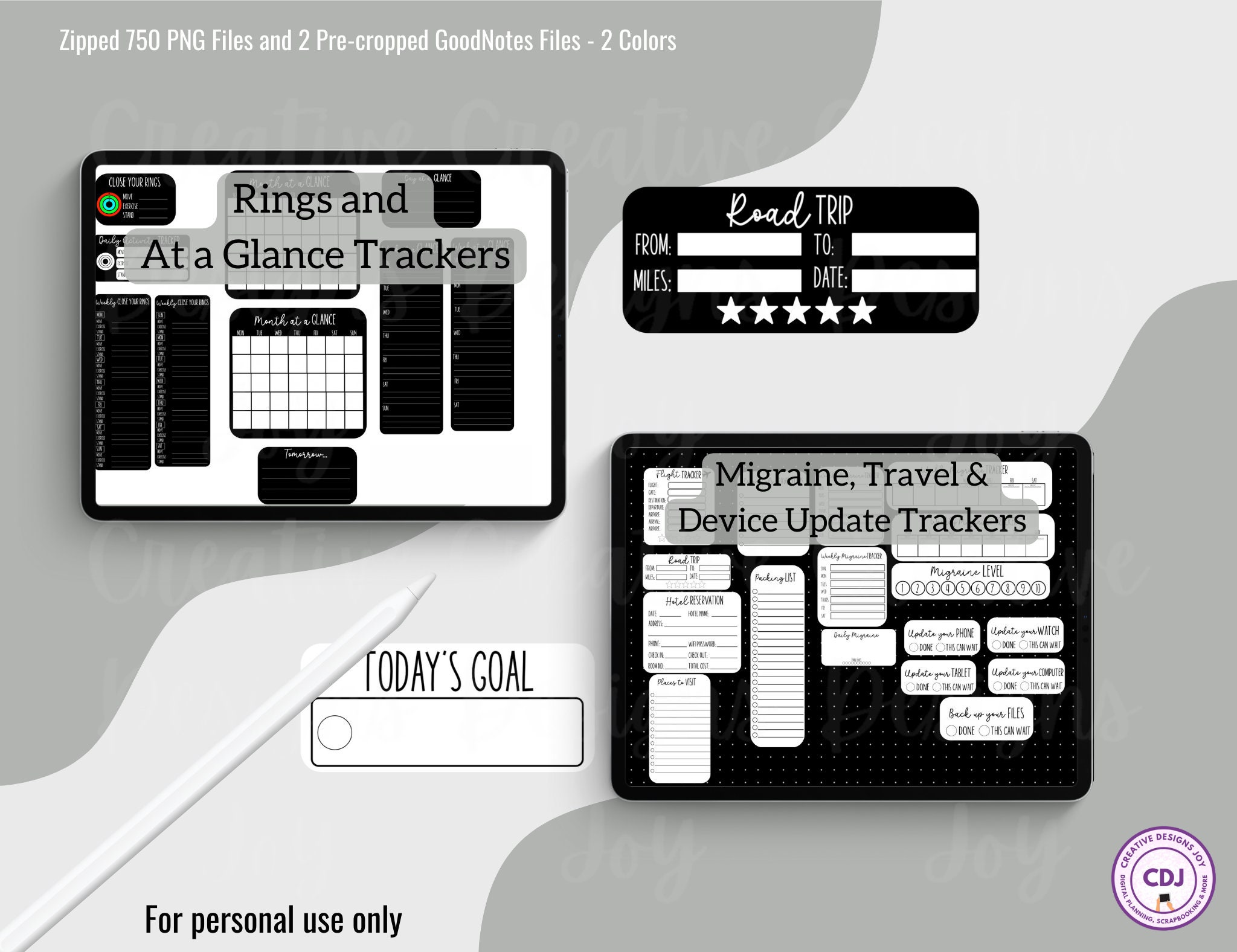 Widget Stickers Black White Digital Stickers for Digital Planners and ...