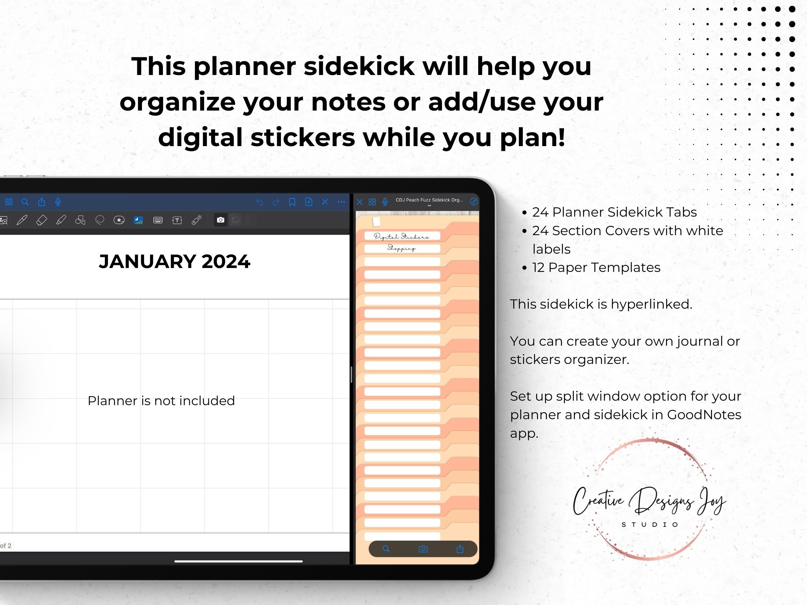 Planner Sidekick, Peach Fuzz for Digital Planners, Journals, Widget ...